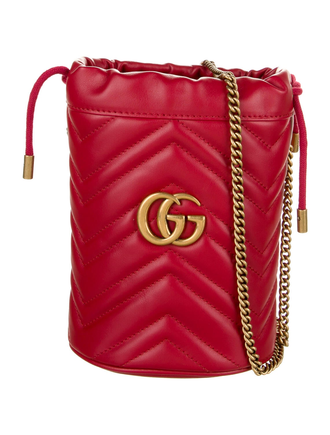 Gucci Mini Marmont Matelasse Bucket Bag - Red Bucket Bags, Handbags ...