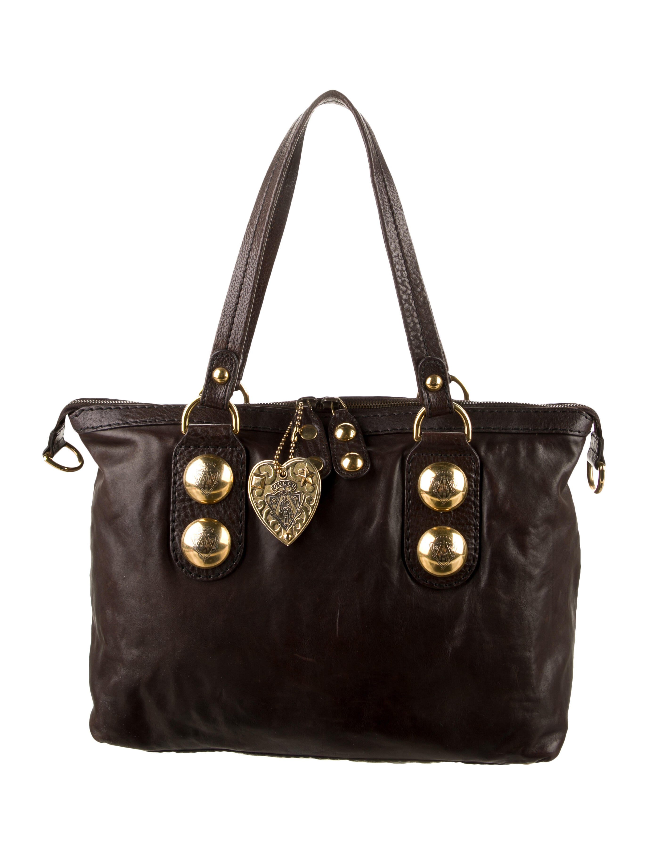 Gucci Leather Babouska Heart Tote - Brown Shoulder Bags, Handbags ...