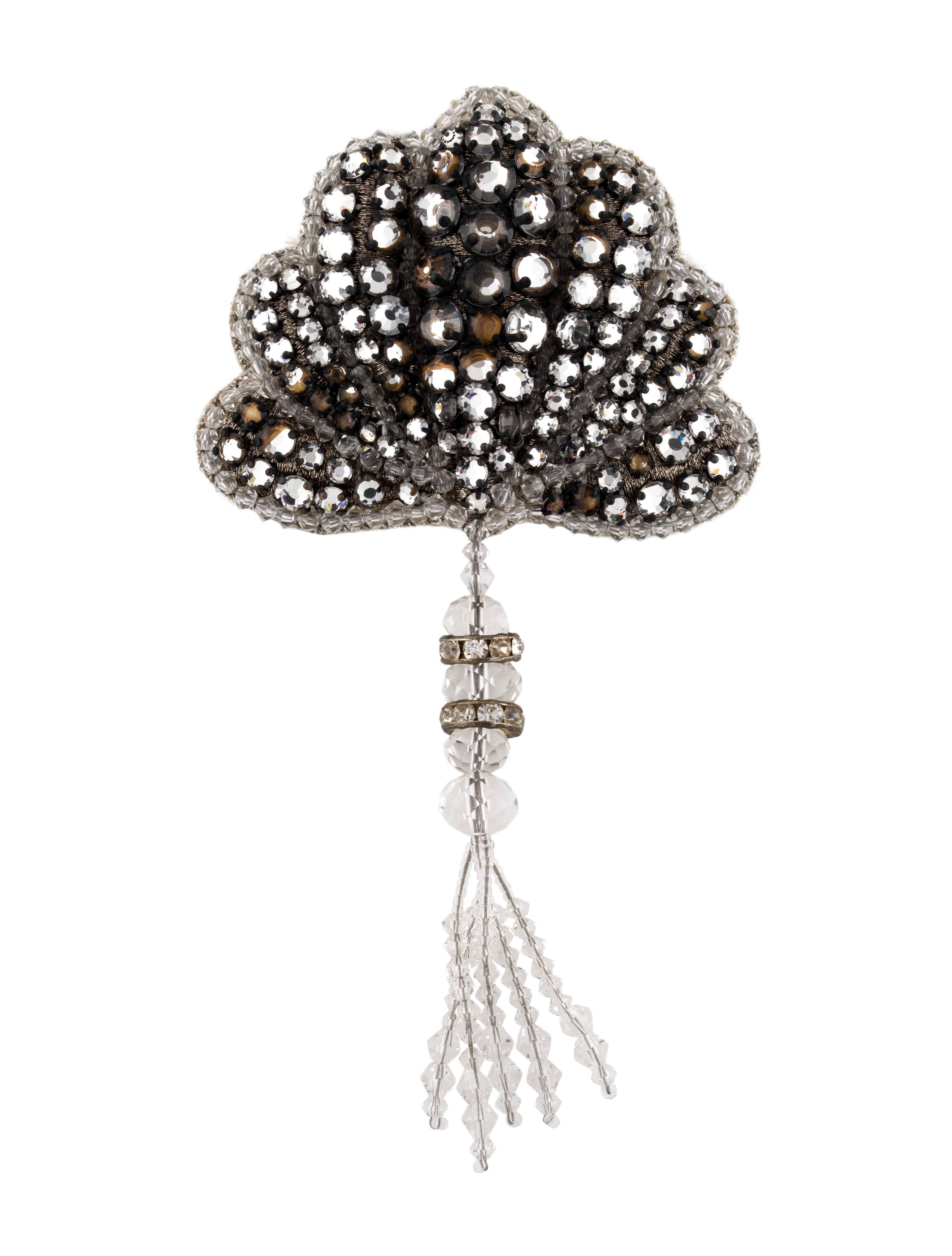 Gucci Gucci Crystal Shell Brooch - Grey, Silver-Tone Metal Pin ...