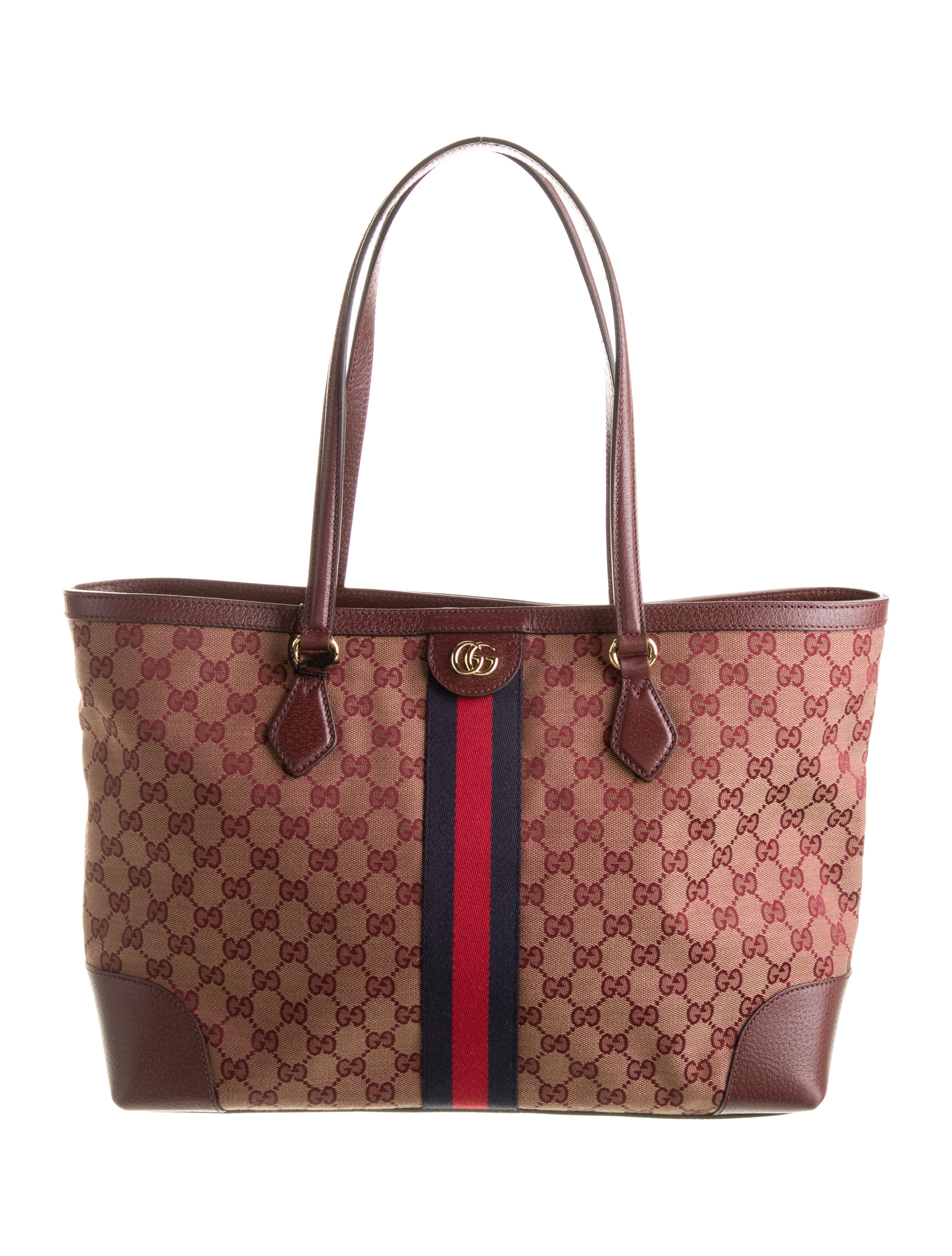 Gucci GG Canvas Medium Ophidia Tote w/Tags - Burgundy Totes, Handbags ...