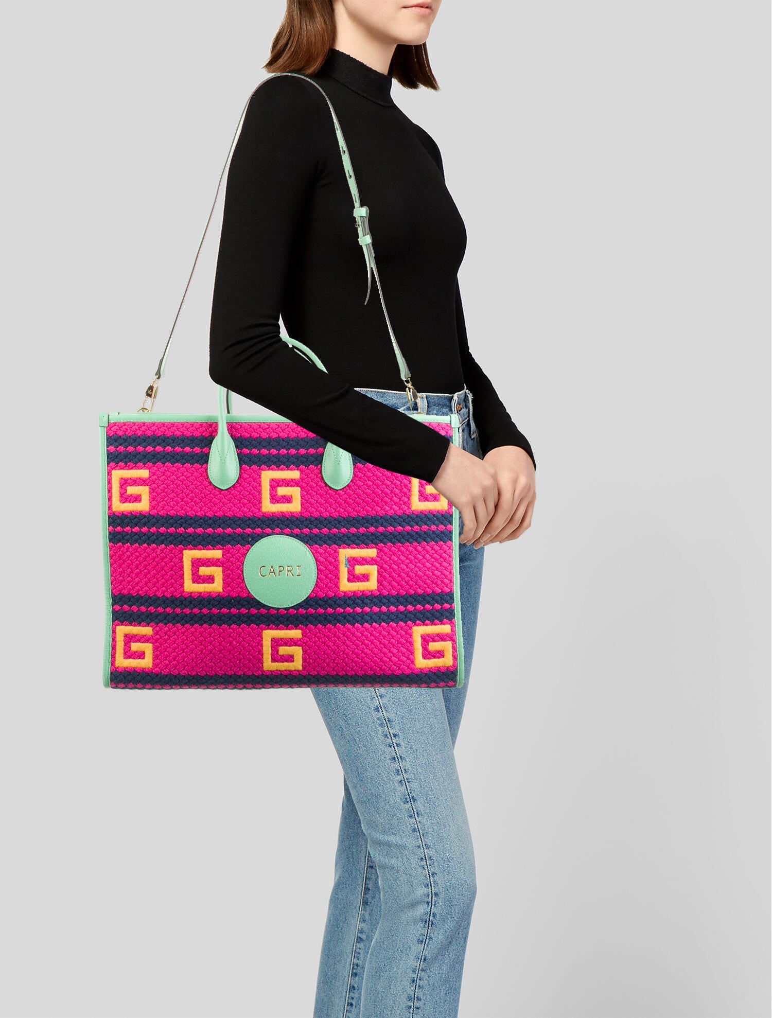 Gucci Large Capri Striped Tote Bag - Pink Totes, Handbags - GUC1313427 ...