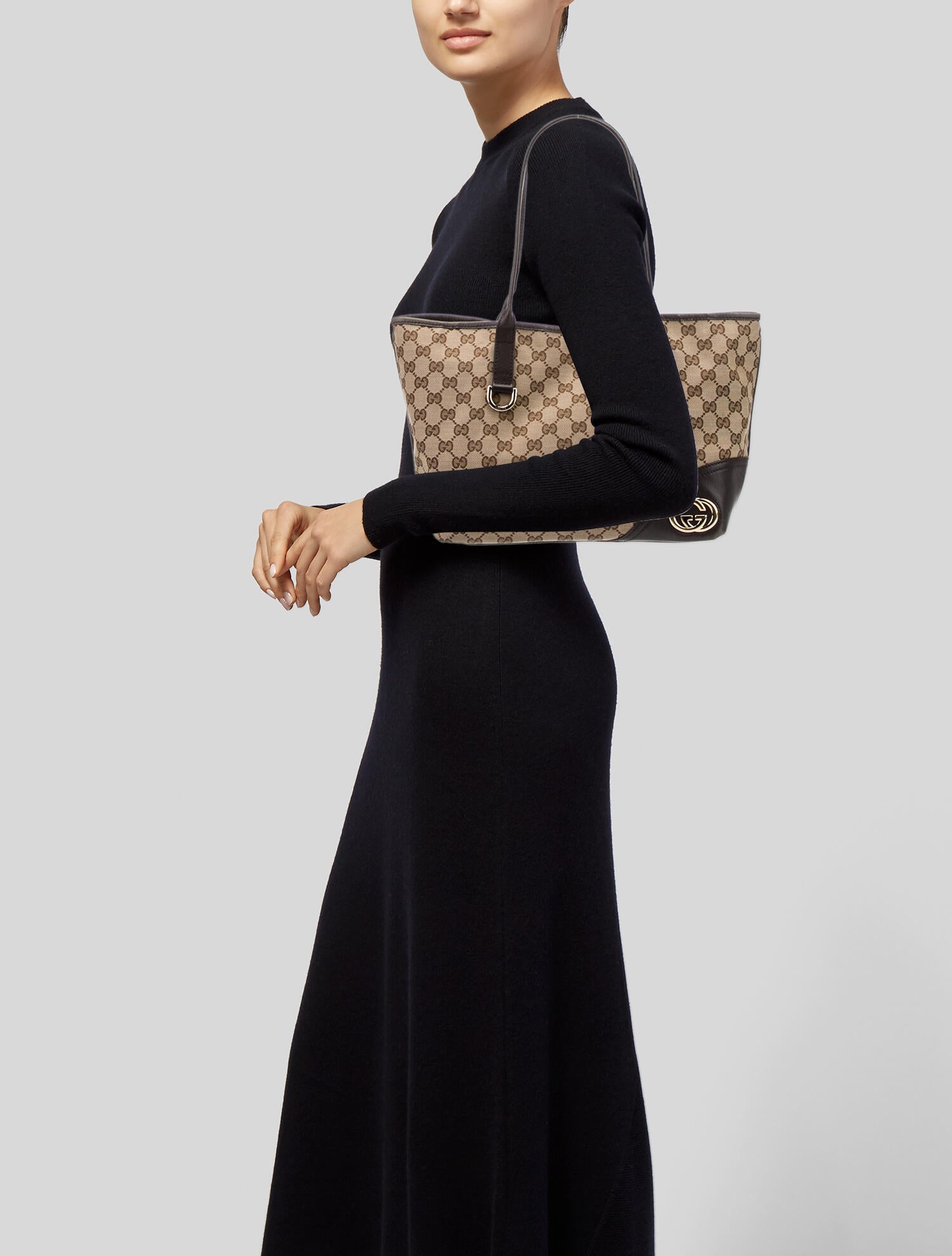 Gucci GG Canvas Medium New Britt Tote - Brown Totes, Handbags ...