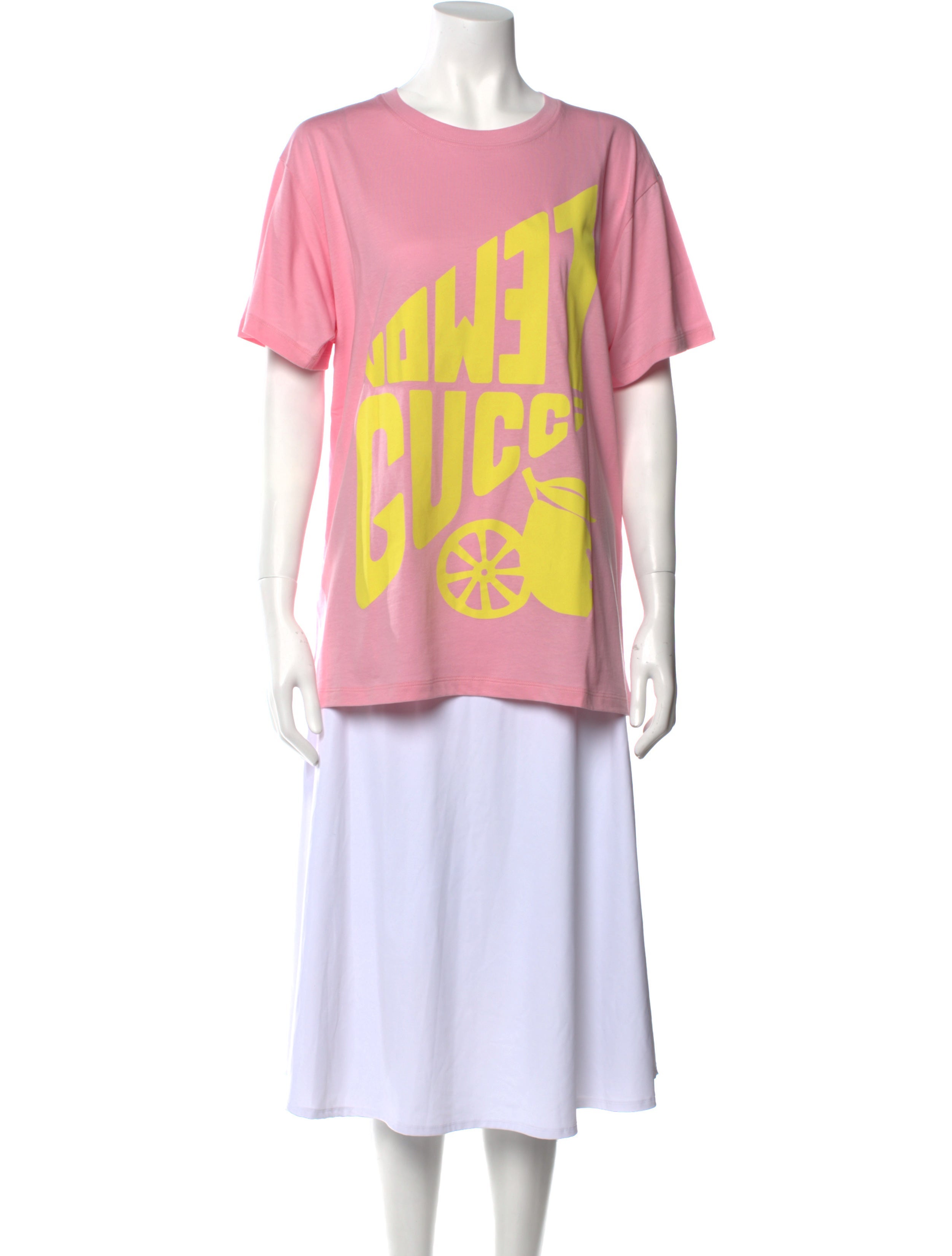 Gucci Lemon Logo Graphic Print T-Shirt w/ Tags - Pink Tops, Clothing ...