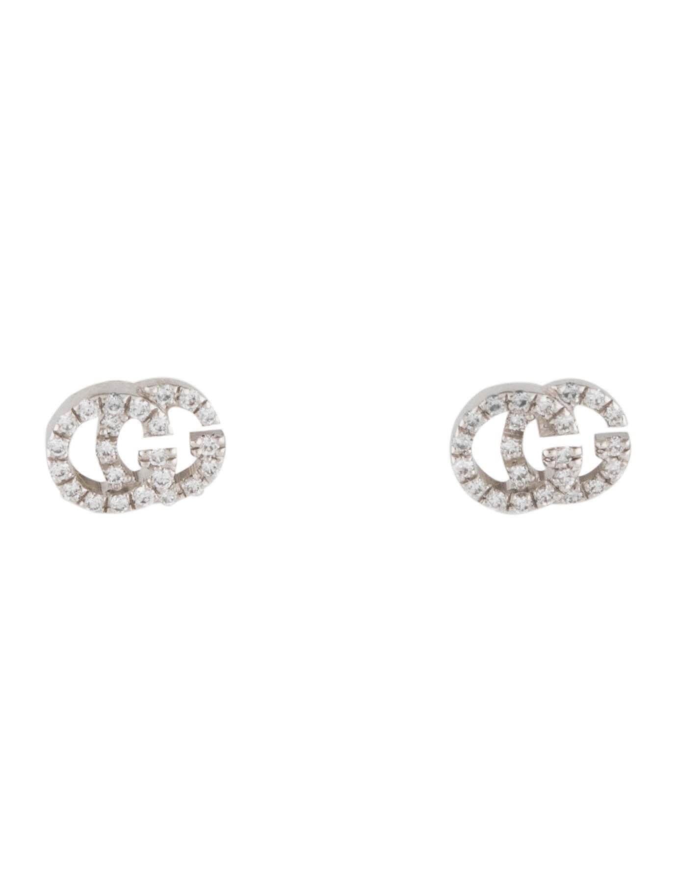 Gucci 18K Diamond Running G Stud Earrings - 18K White Gold Stud ...