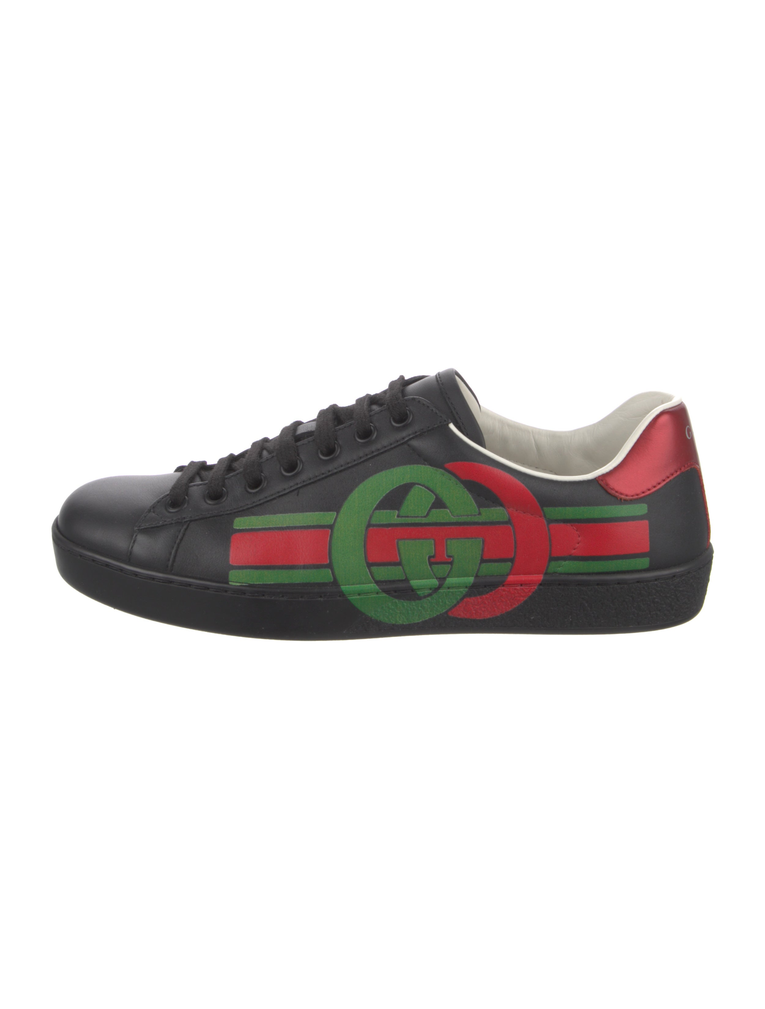 Gucci Web Accent Leather Sneakers - Black Sneakers, Shoes - GUC1326394 ...
