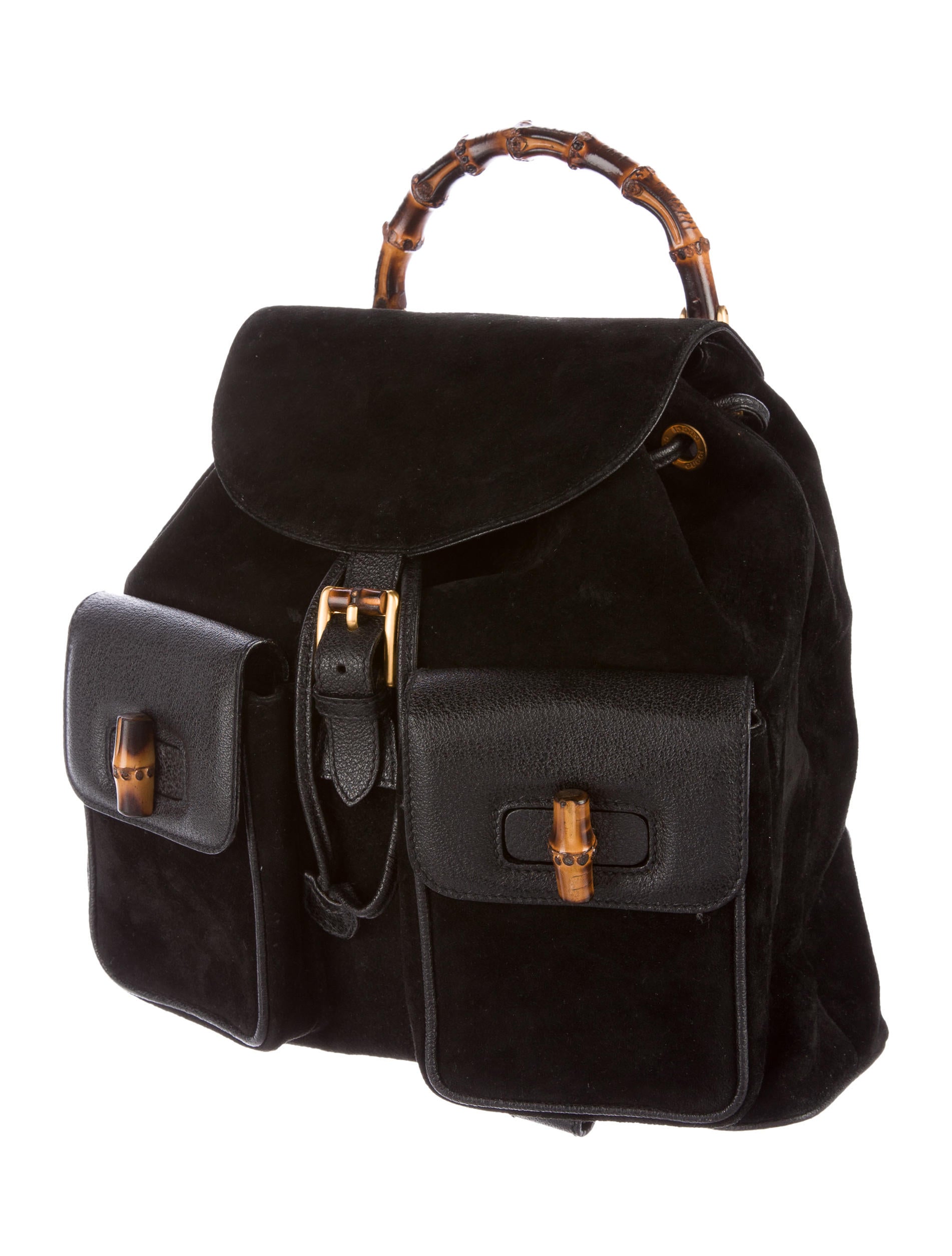 Gucci Suede Bamboo Backpack - Black Backpacks, Handbags - GUC132942 ...