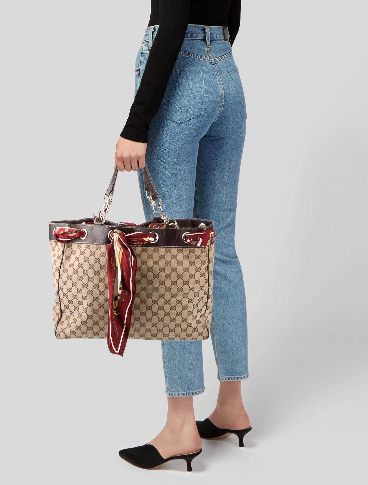 Gucci GG Canvas Large Positano - Brown Totes, Handbags - GUC1331196 ...