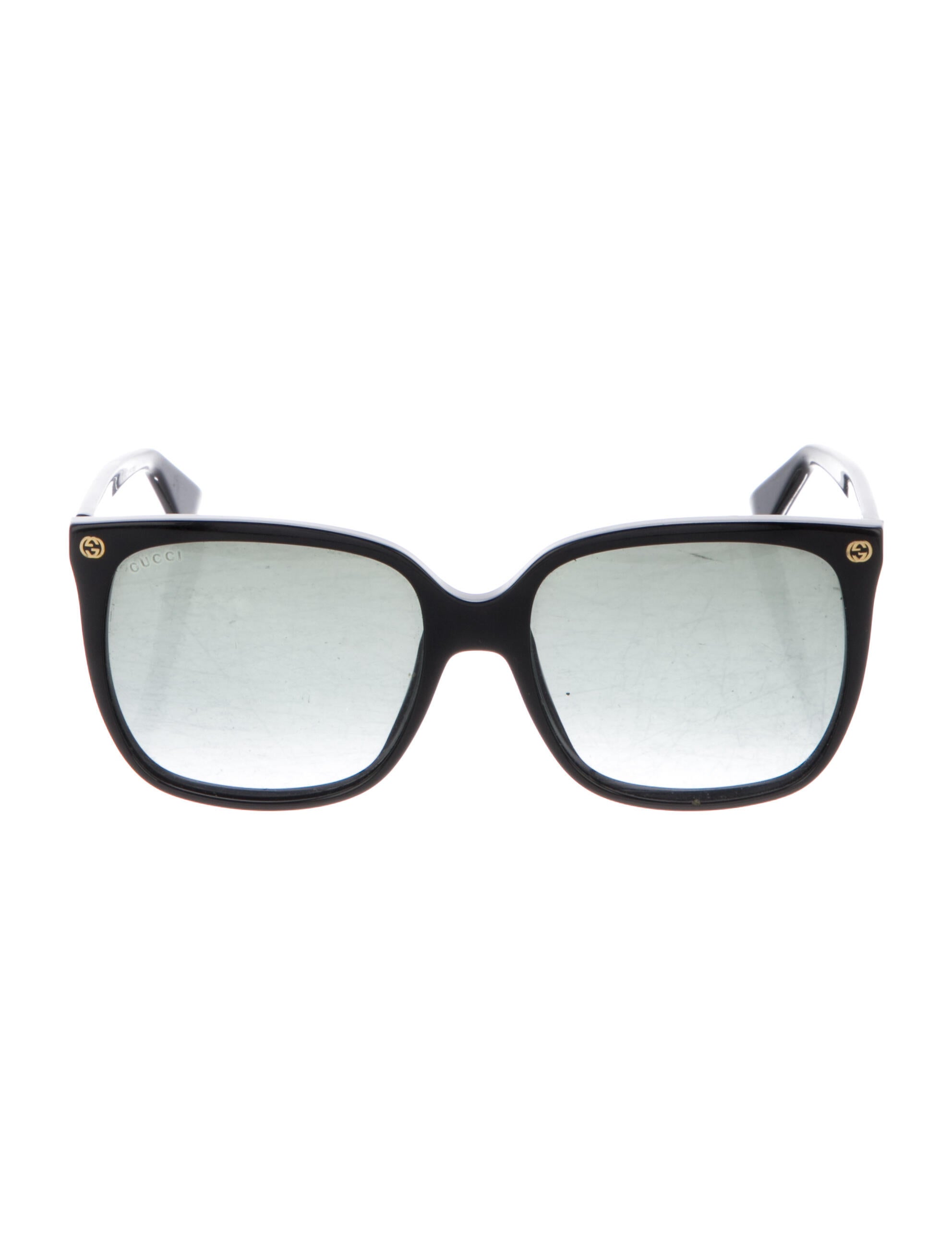 Gucci Interlocking G Logo Square Sunglasses - Black Sunglasses ...