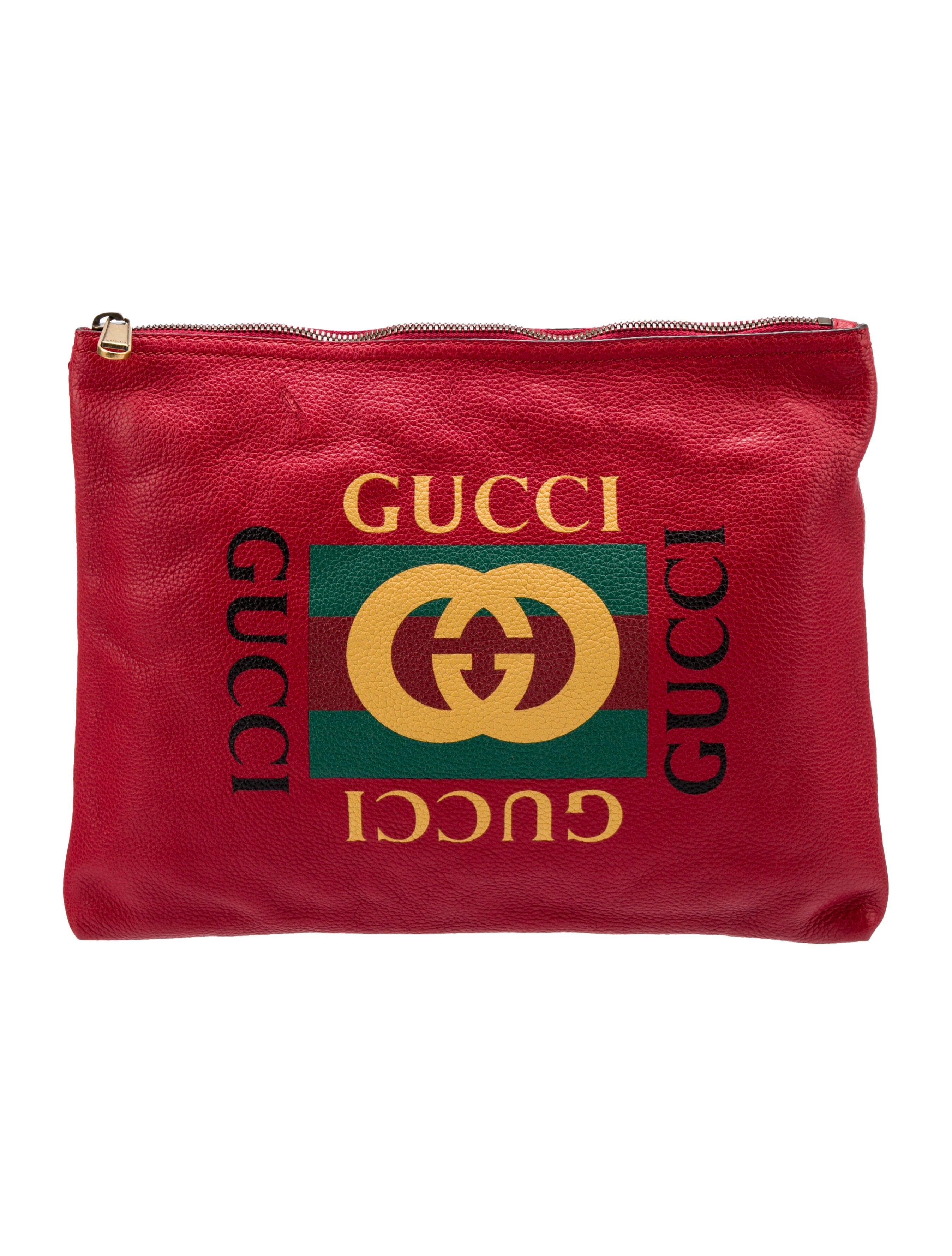 Gucci Medium Logo Portfolio Zip Pouch - Red Clutches, Handbags - GUC1335012 | The RealReal