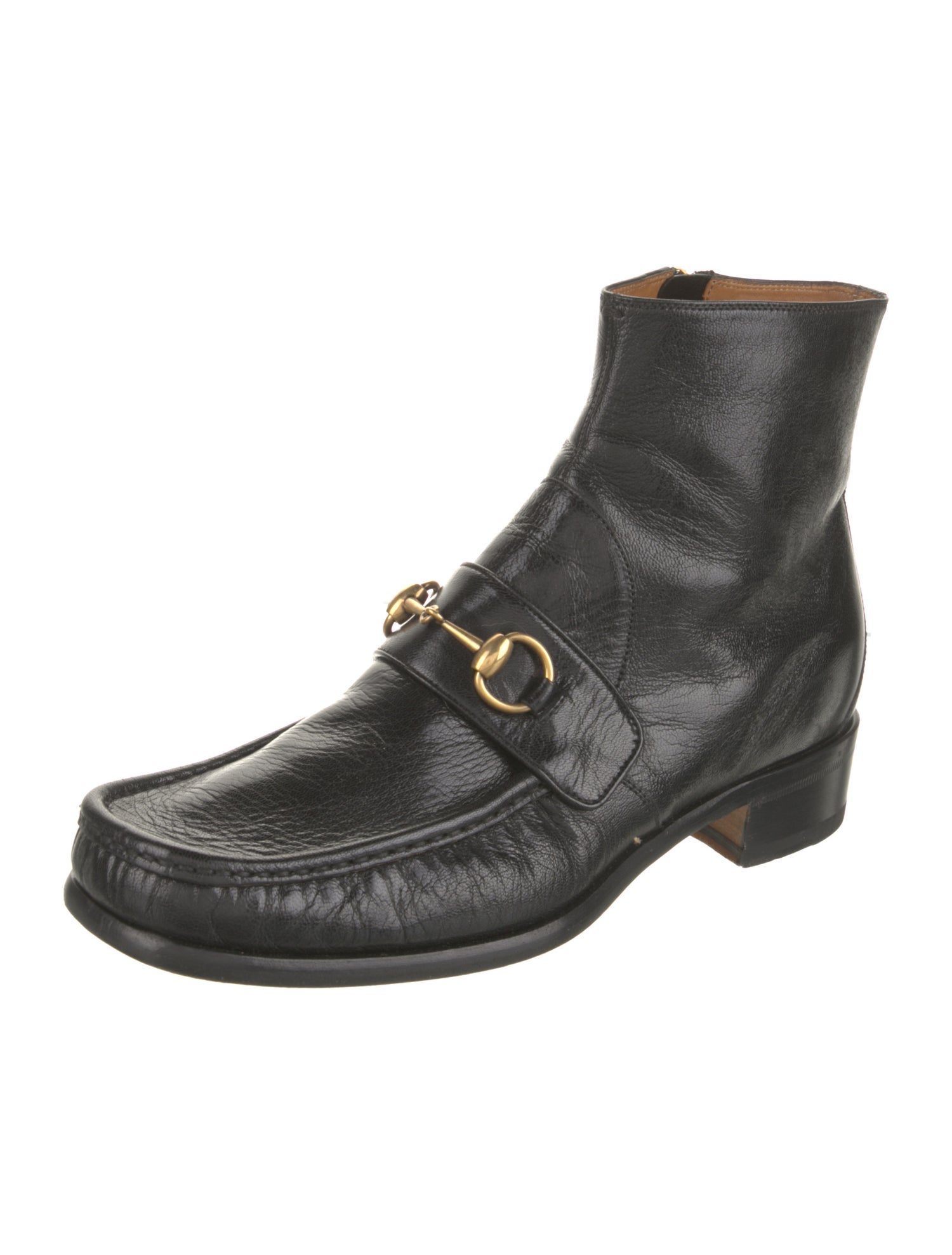 Gucci Horsebit Accent Leather Boots - Black Boots, Shoes - GUC1346806 ...