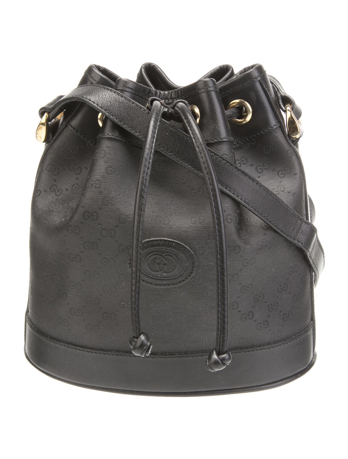Gucci Leather Trimmed Micro GG Bucket Bag - Black Bucket Bags, Handbags ...