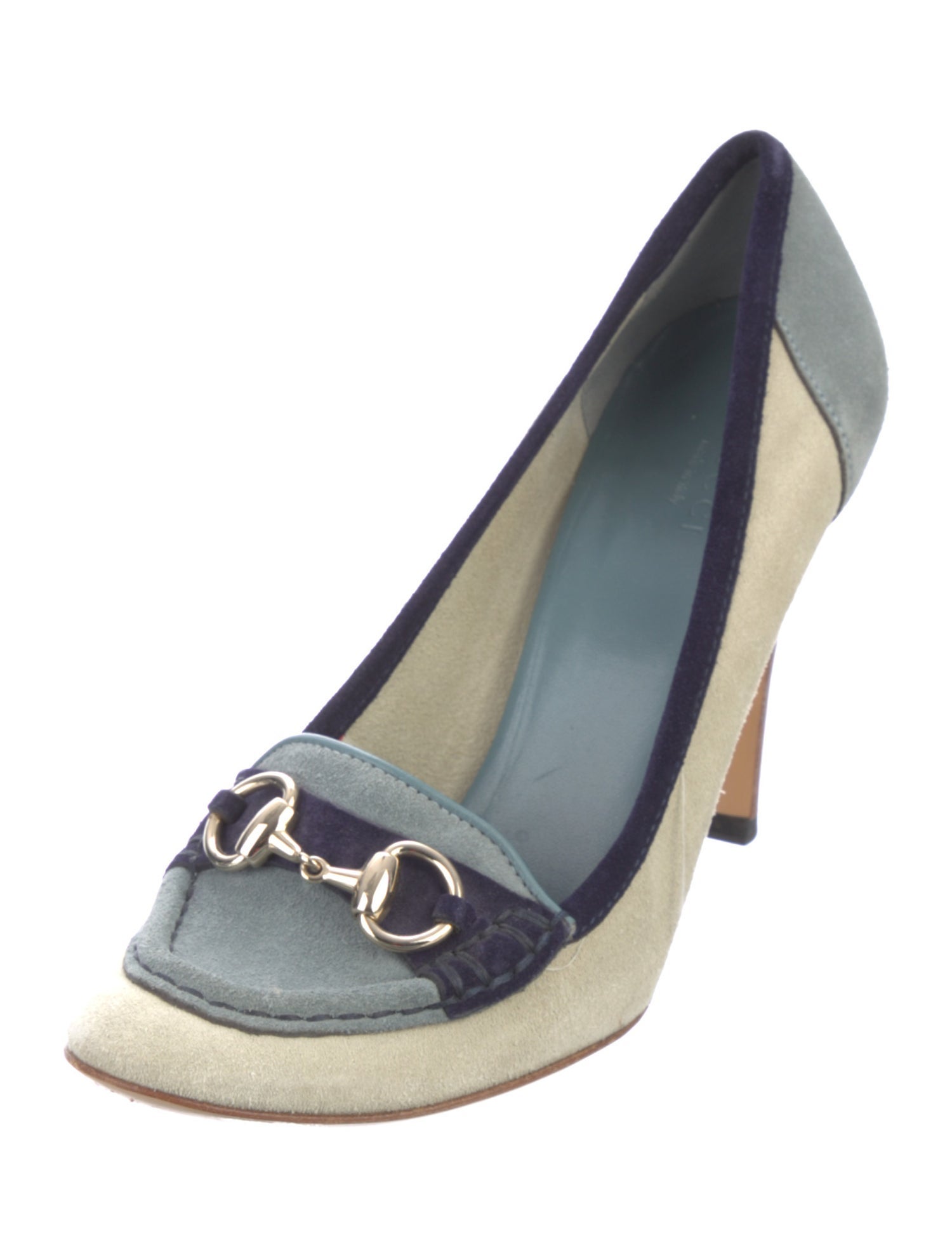 Gucci Suede Colorblock Pattern Pumps - Blue Pumps, Shoes - GUC1350606 ...