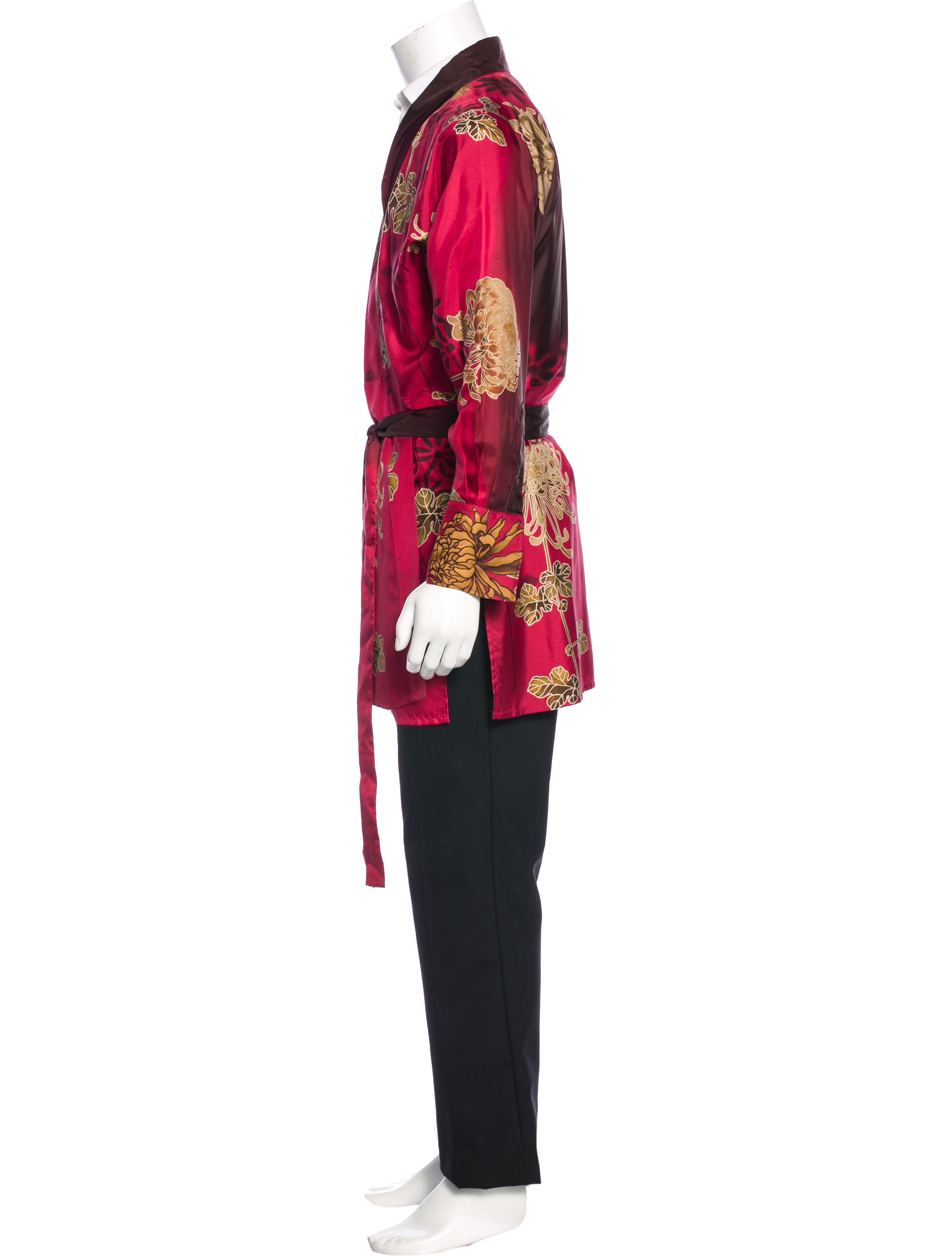Gucci Silk Floral Kimono Robe - Burgundy Casual Shirts, Clothing ...