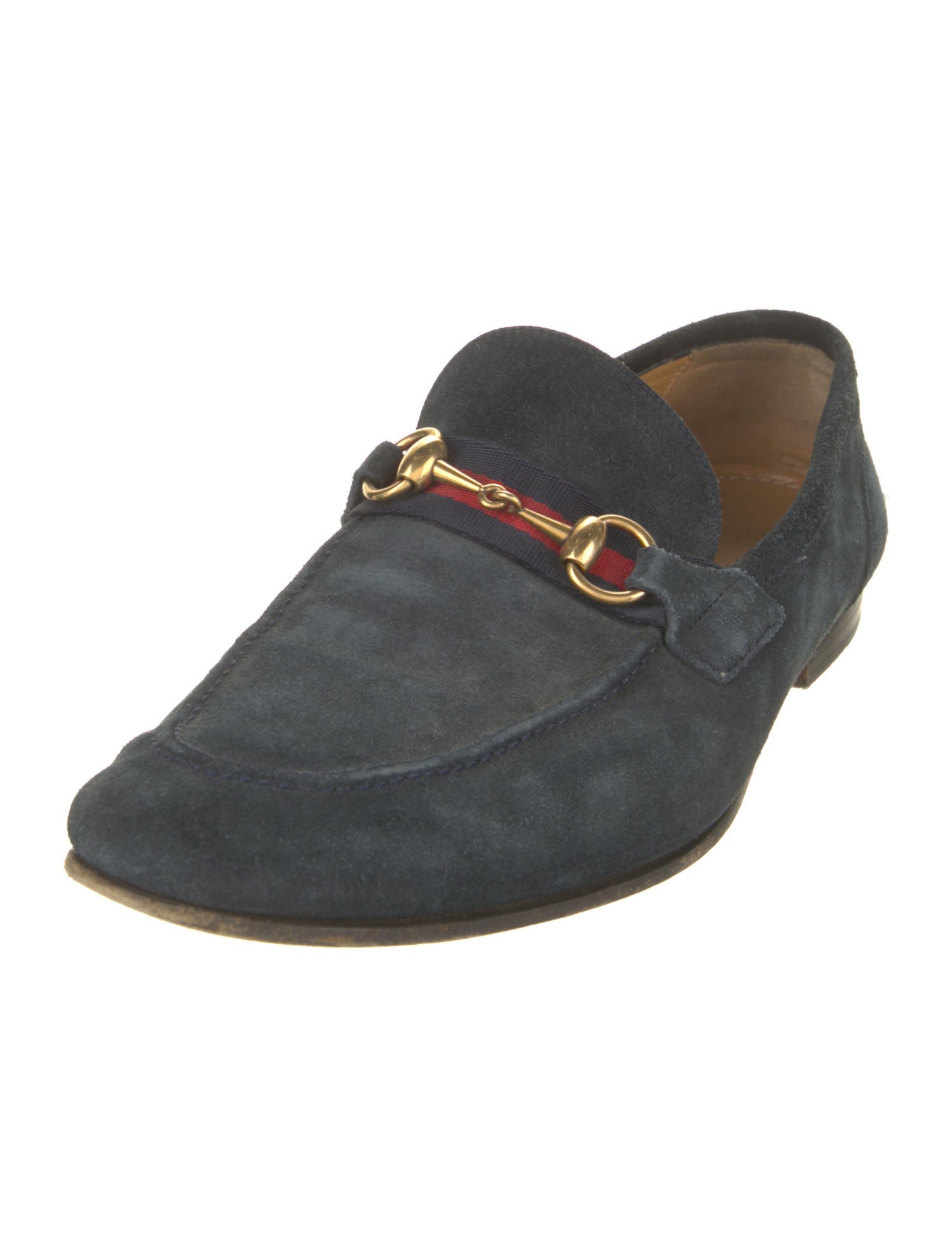 Gucci Horsebit Accent Suede Loafers - Blue Loafers, Shoes - GUC1359679 ...