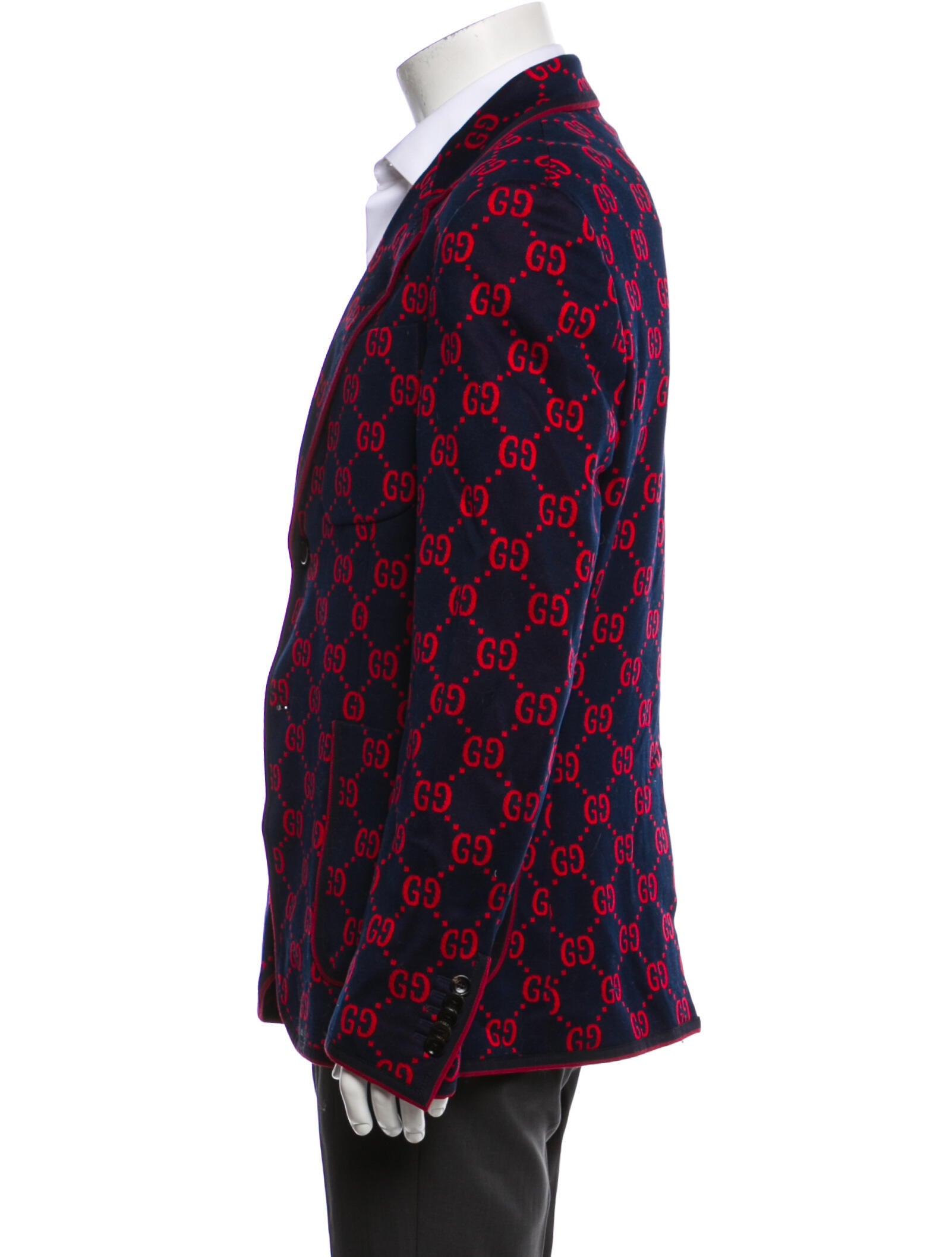 Gucci 2018 GG Logo Sport Coat - Blue Suiting, Clothing - GUC1359751 ...