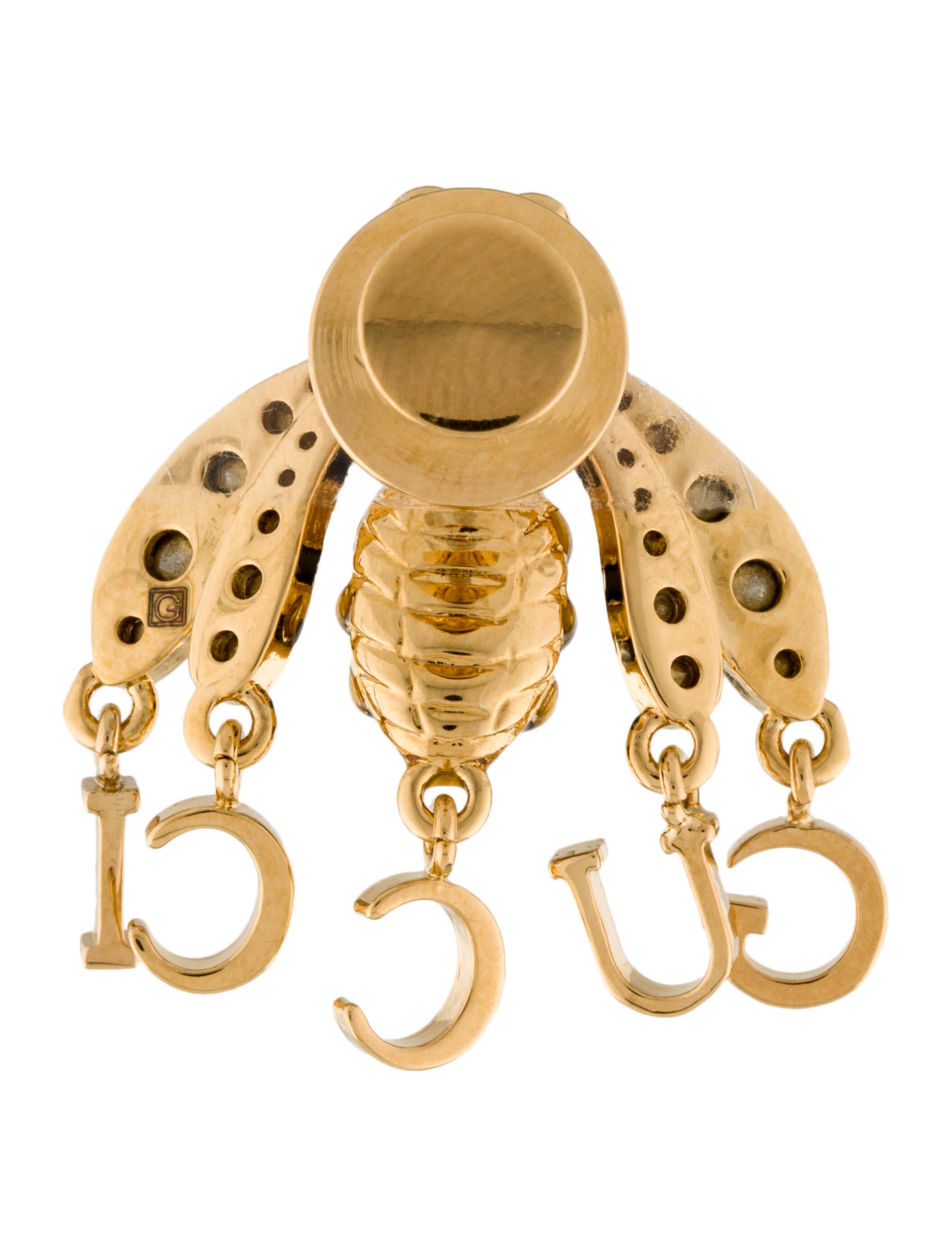 Gucci Crystal & Enamel Logo Bee Lapen Pin - Black, Gold-Tone Metal ...