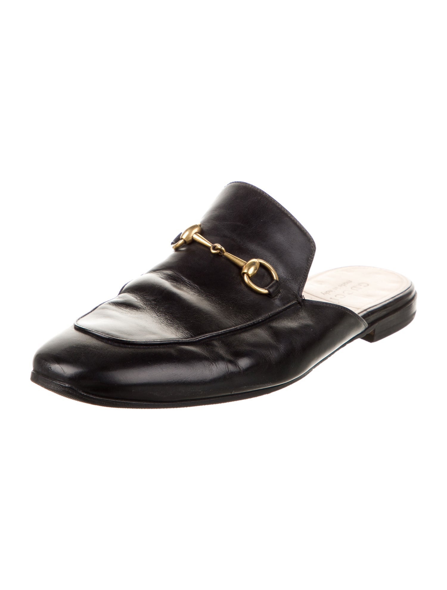 Gucci Horsebit Accent Leather Mules - Black Flats, Shoes - GUC1367539 ...