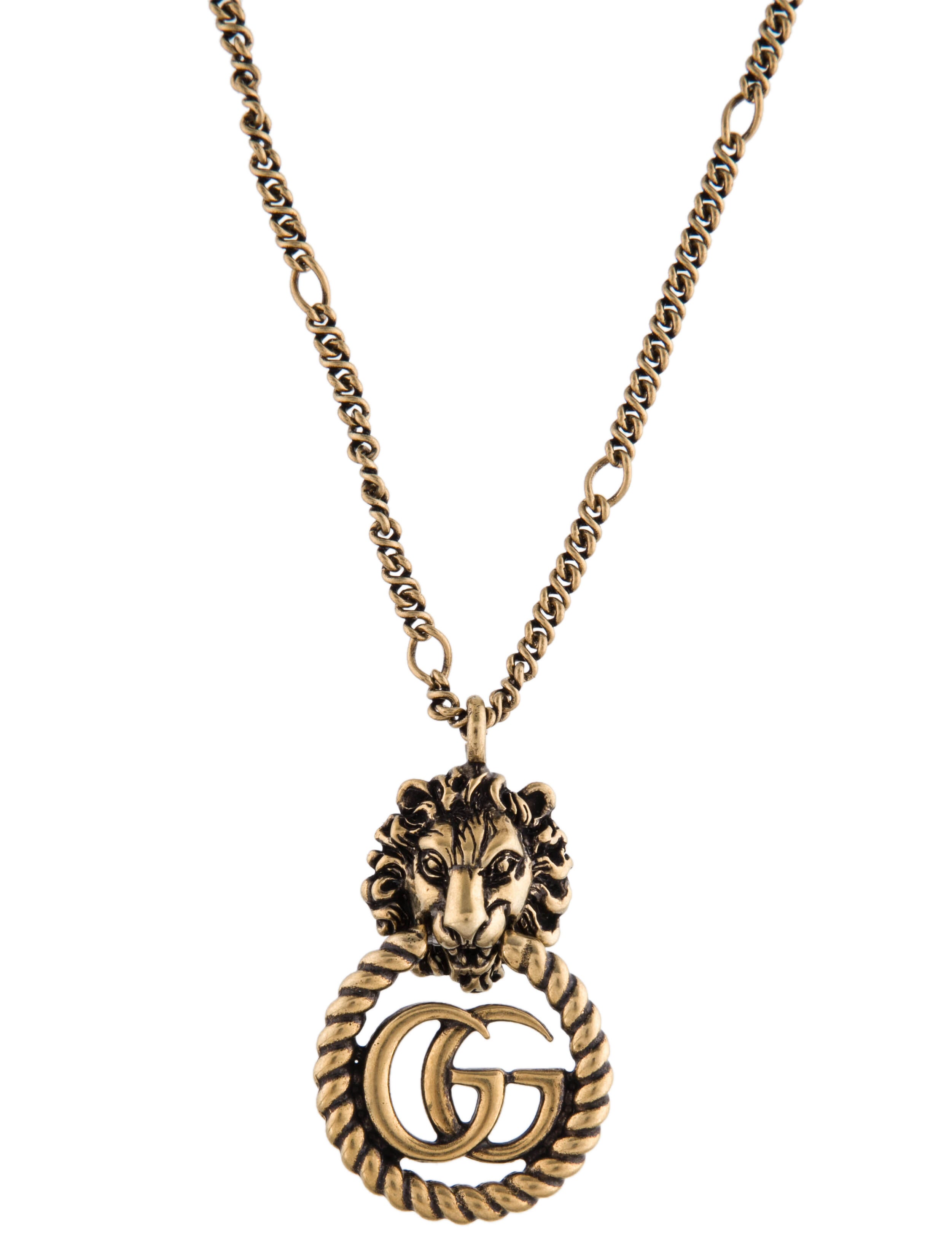 Gucci Double G Lion Head Pendant Necklace - Gold-Tone Metal Pendant ...