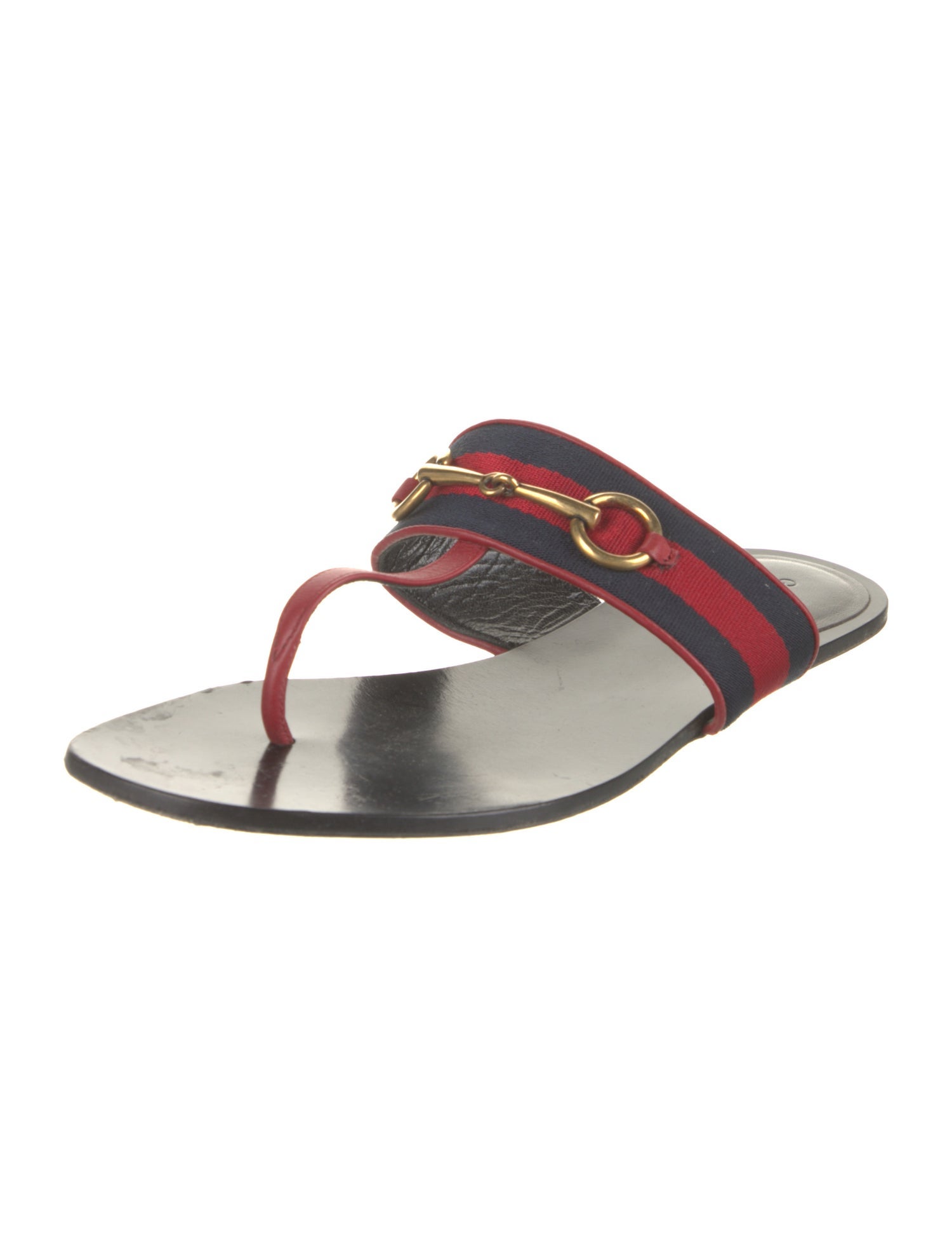 Gucci Horsebit Accent Leather Slides - Red Sandals, Shoes - GUC1368698 ...