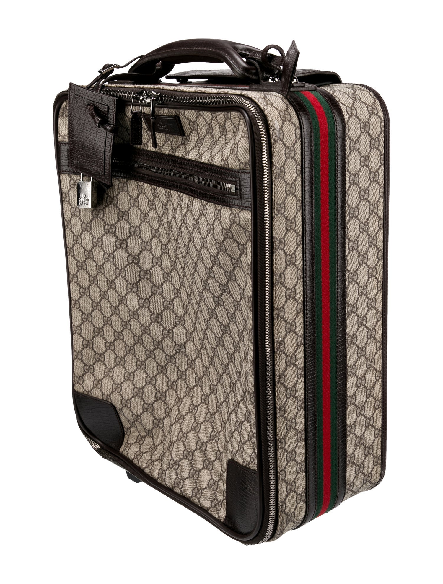 Gucci GG Supreme Web Suitcase - Brown Luggage and Travel, Handbags ...