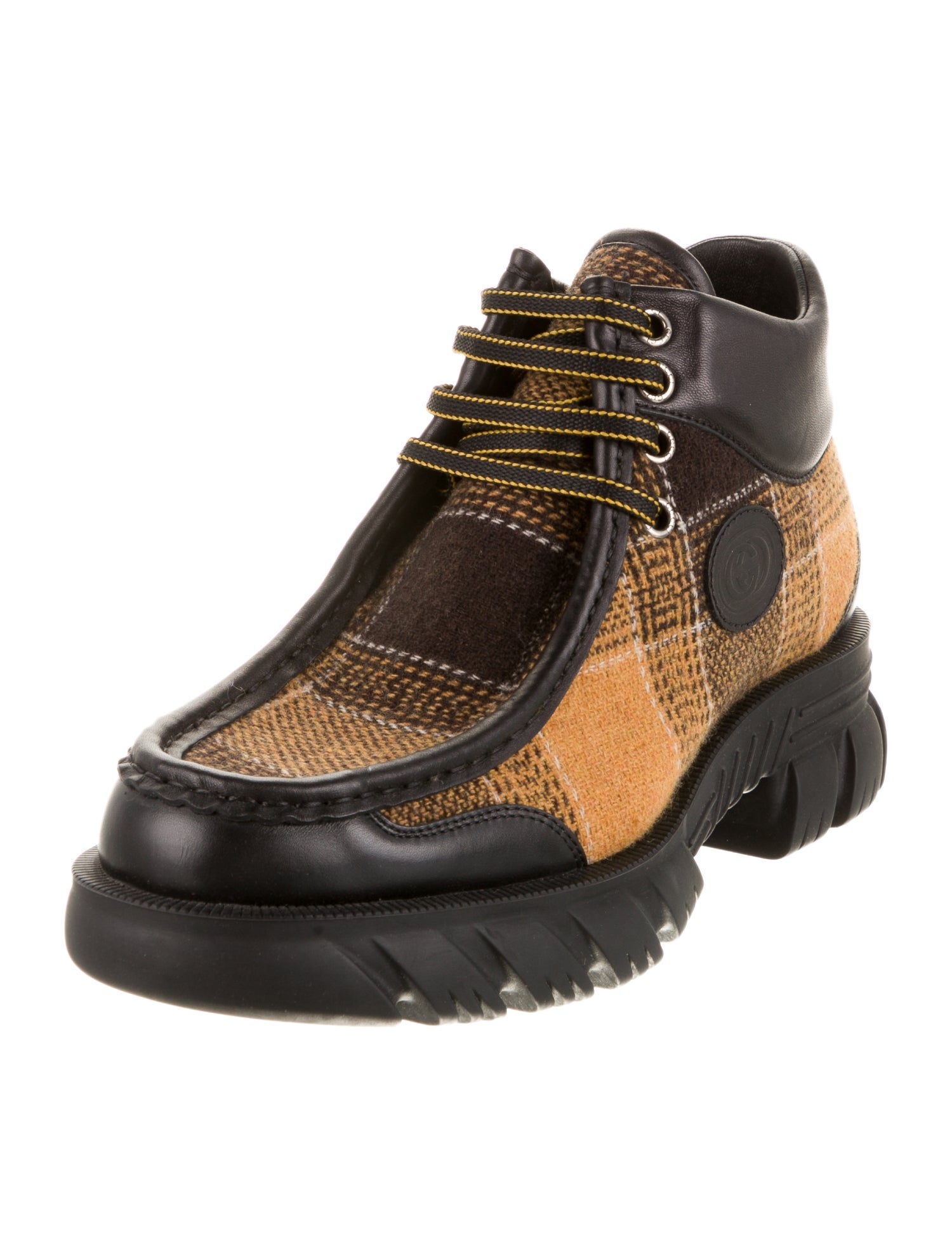 Gucci Wool Houndstooth Print Boots - Brown Boots, Shoes - GUC1373587 ...