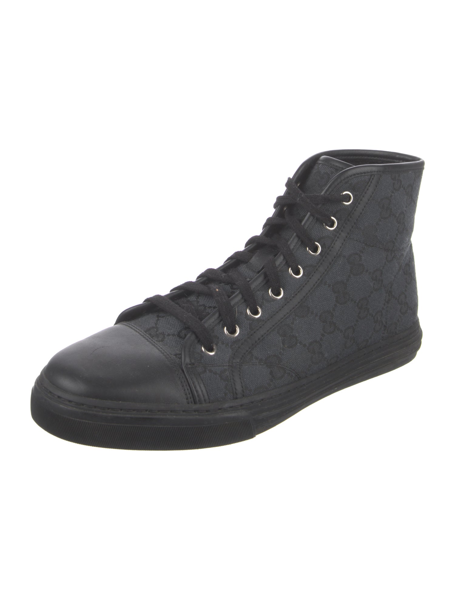 Gucci Monogram Pattern Canvas Sneakers - Black Sneakers, Shoes ...