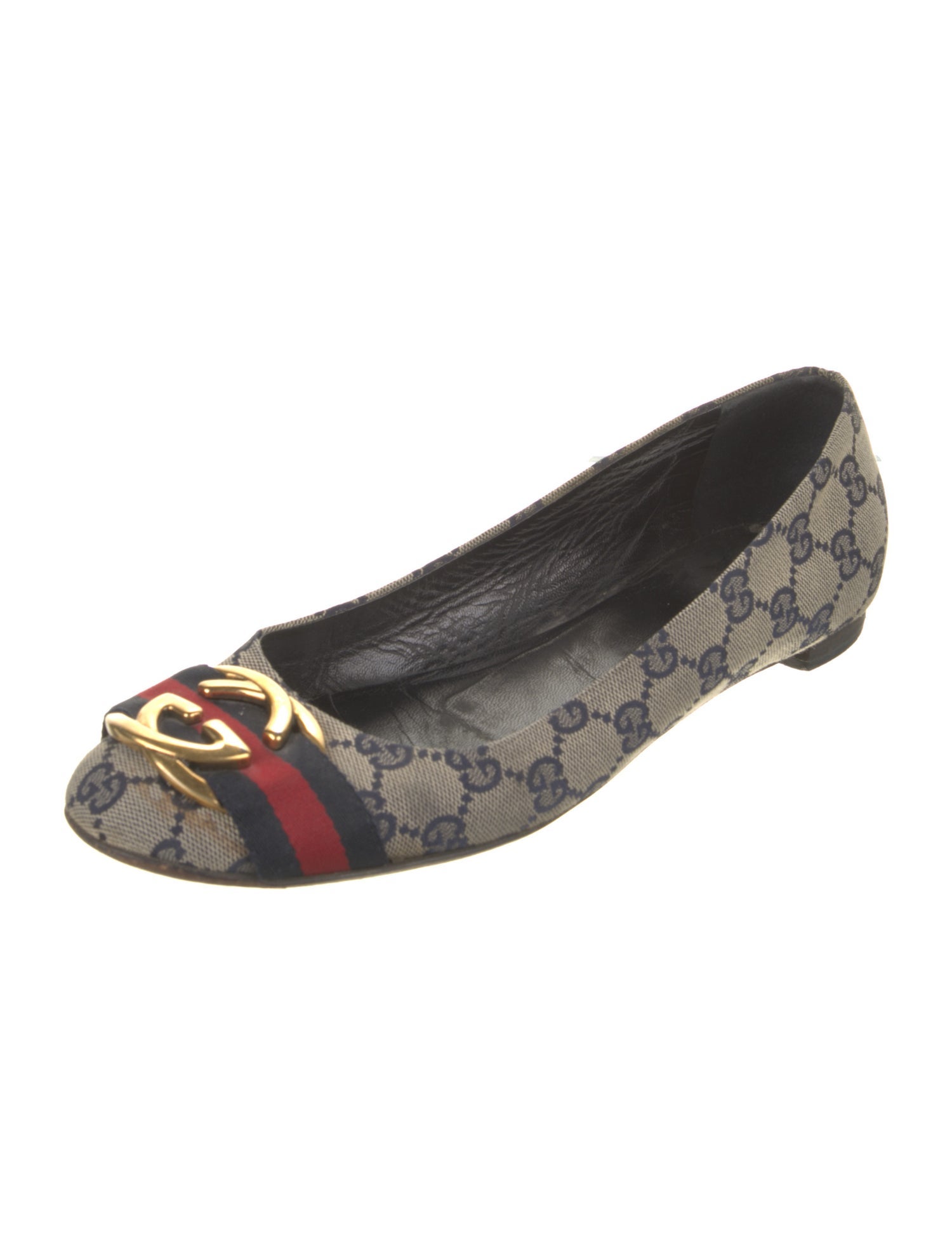 Gucci Interlocking G Logo Canvas Ballet Flats - Blue Flats, Shoes ...