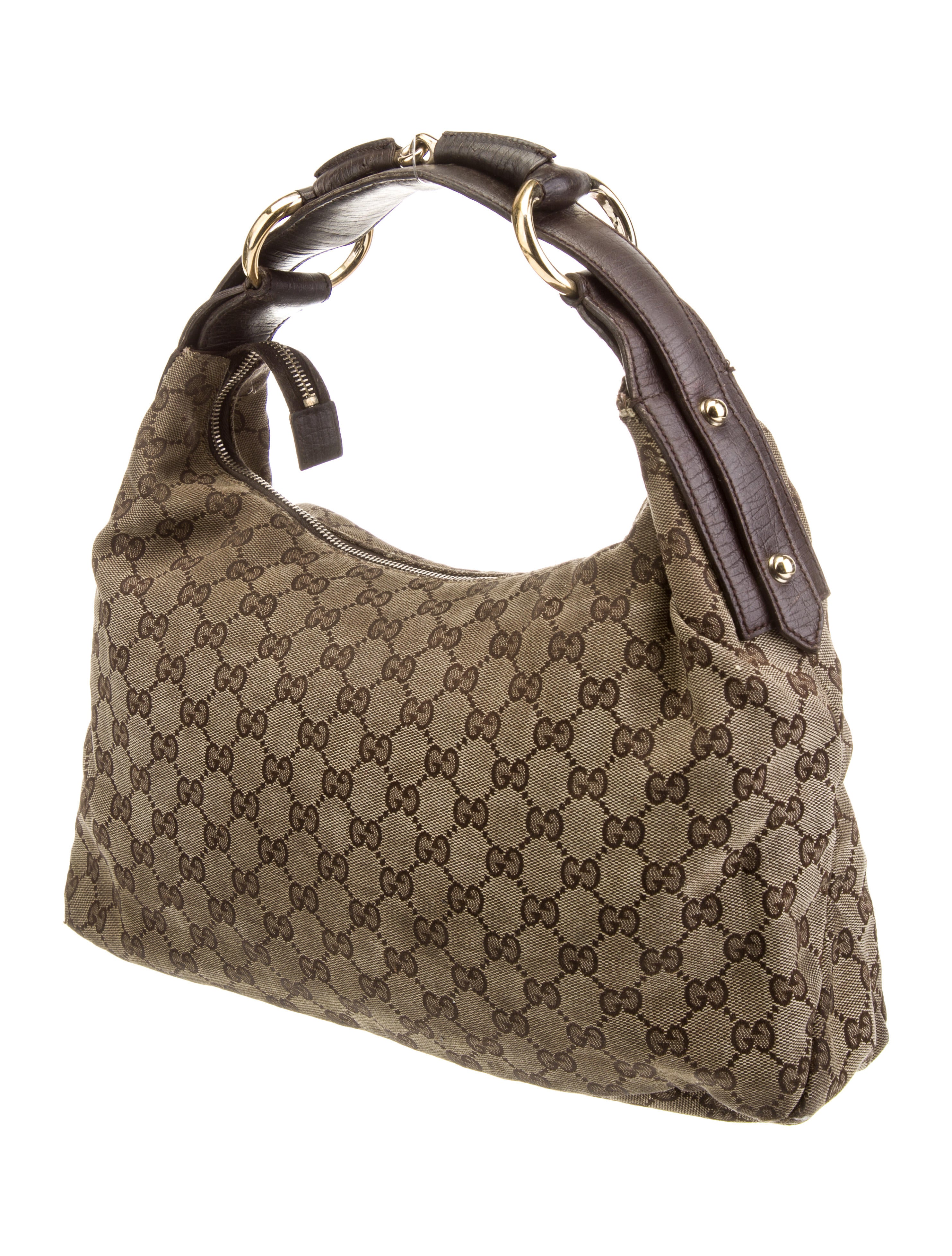 Gucci Medium GG Canvas Horsebit Hobo - Brown Hobos, Handbags ...