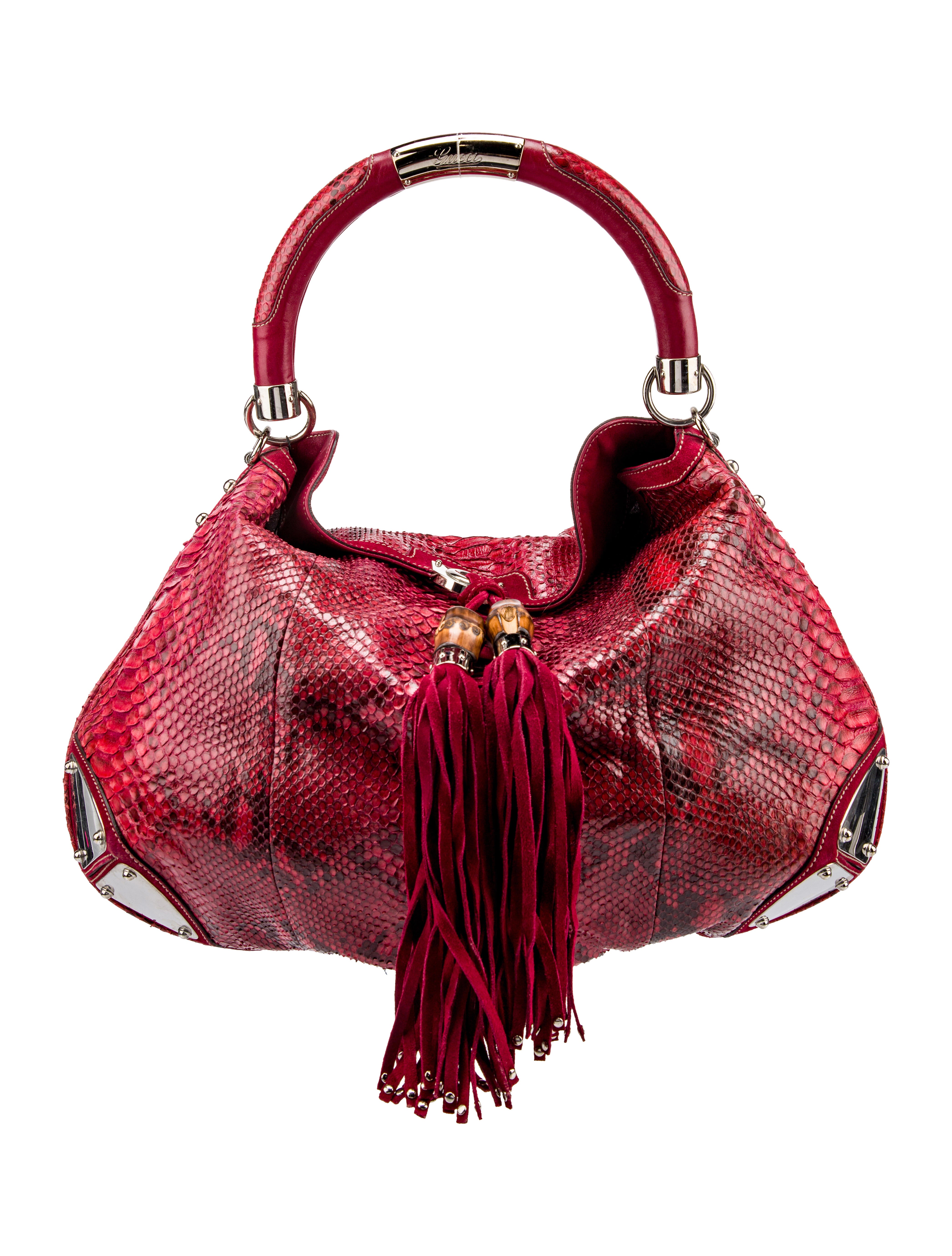 Gucci Large Python Indy Hobo - Red Handle Bags, Handbags - GUC1391650 ...