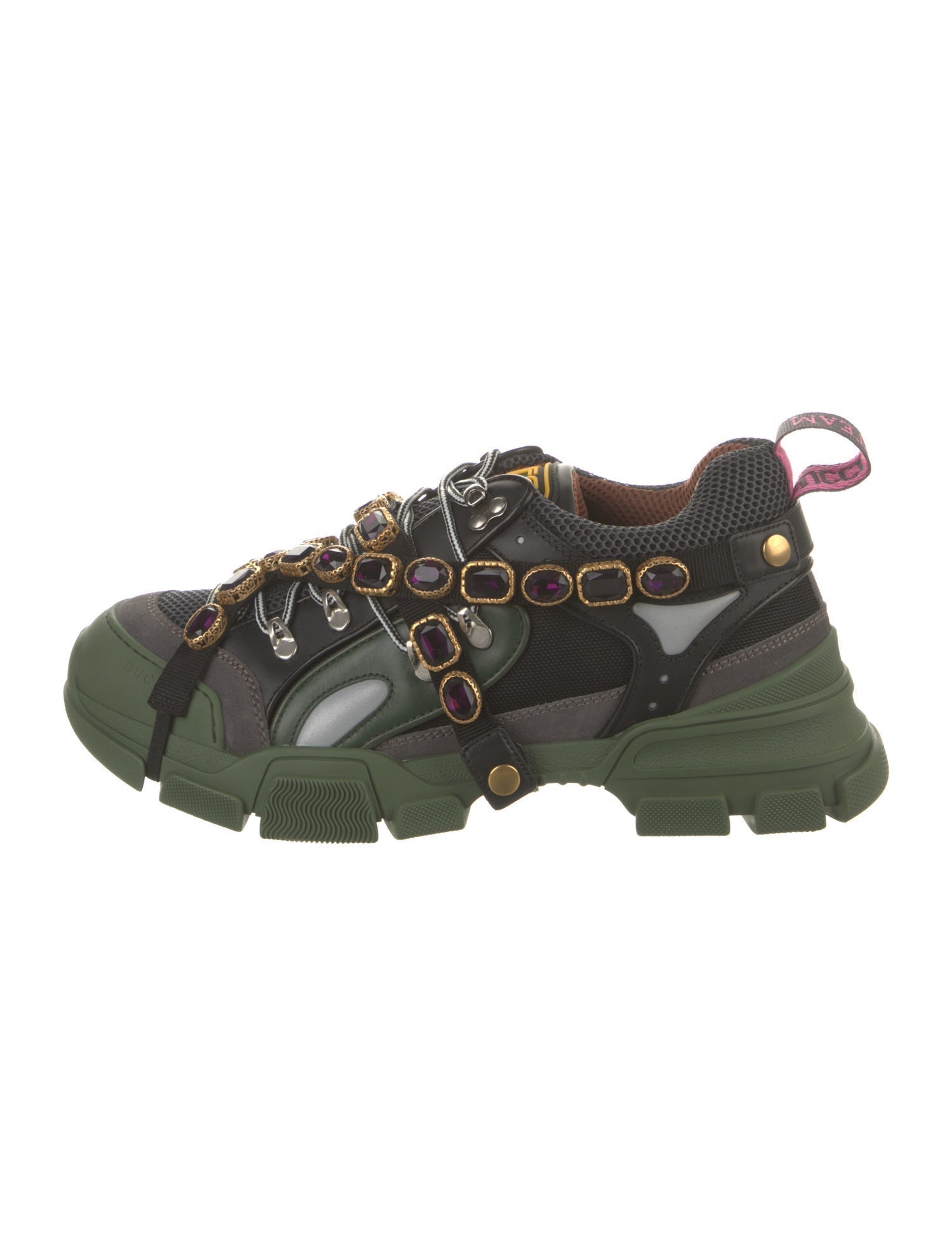 Gucci Canvas Colorblock Pattern Chunky Sneakers - Grey Sneakers, Shoes ...