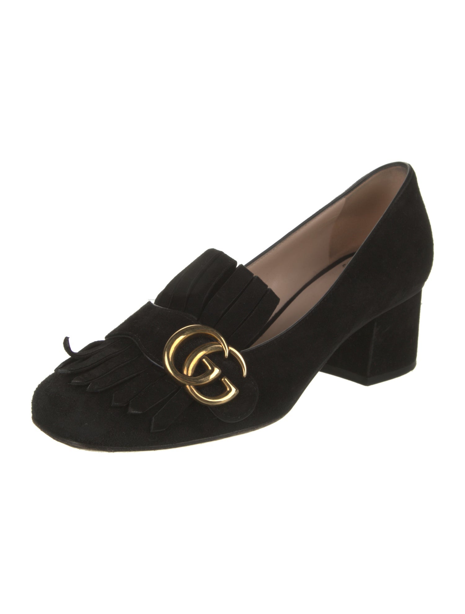 Gucci Suede Fringe Trim Accent Pumps - Black Pumps, Shoes - GUC1396269 ...