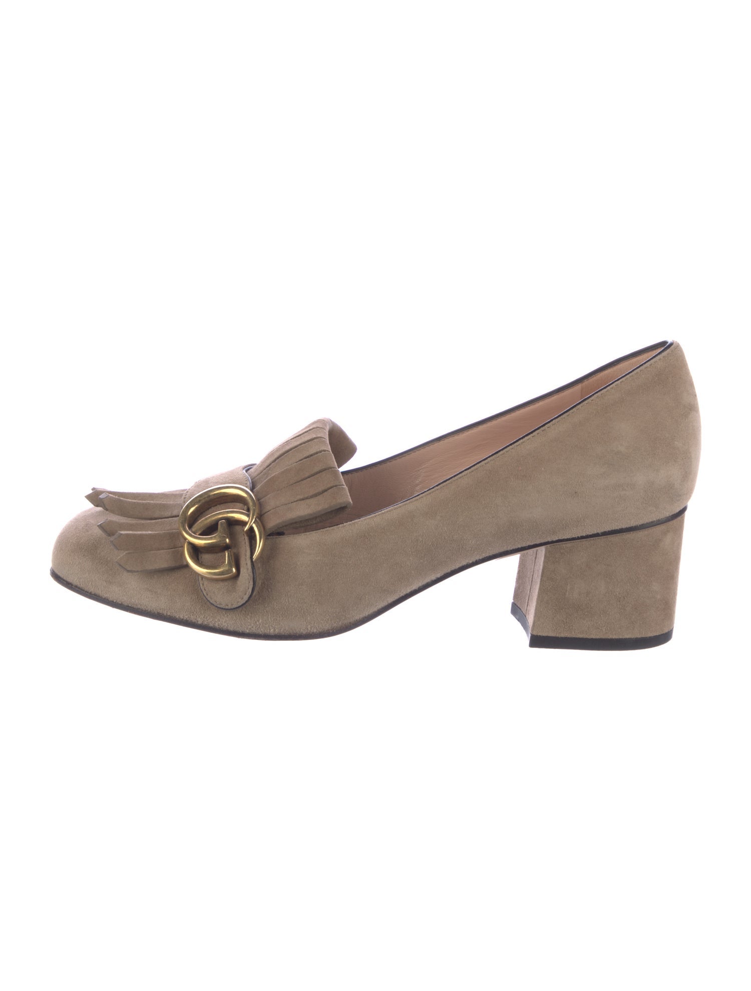 Gucci Double G Logo Suede Pumps - Neutrals Pumps, Shoes - GUC1400142 ...