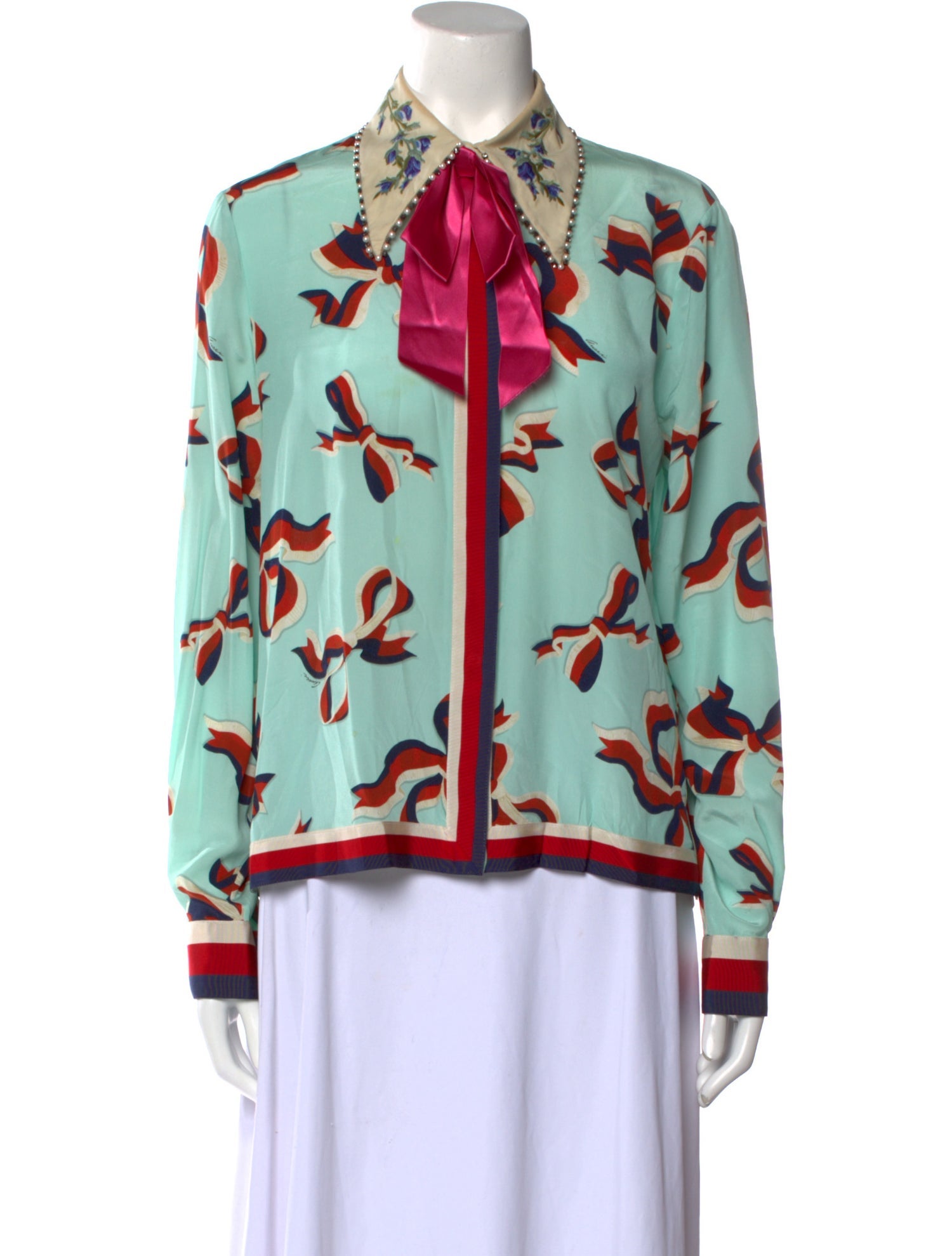 Gucci 2017 Silk Button-Up Top - Blue Tops, Clothing - GUC1401818 | The ...