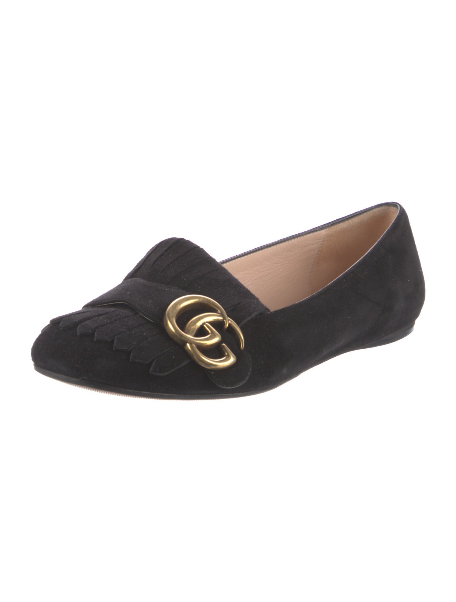 Gucci Double G Logo Suede Ballet Flats - Black Flats, Shoes ...