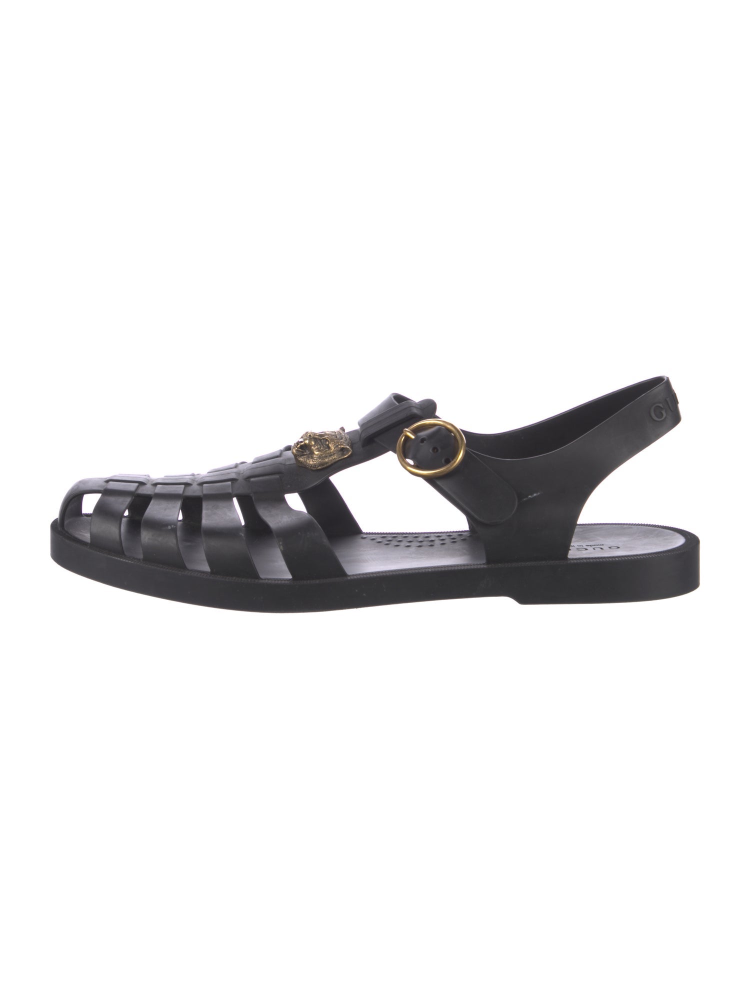 Gucci Double G Logo Rubber Sandals - Black Sandals, Shoes - GUC1405818 ...