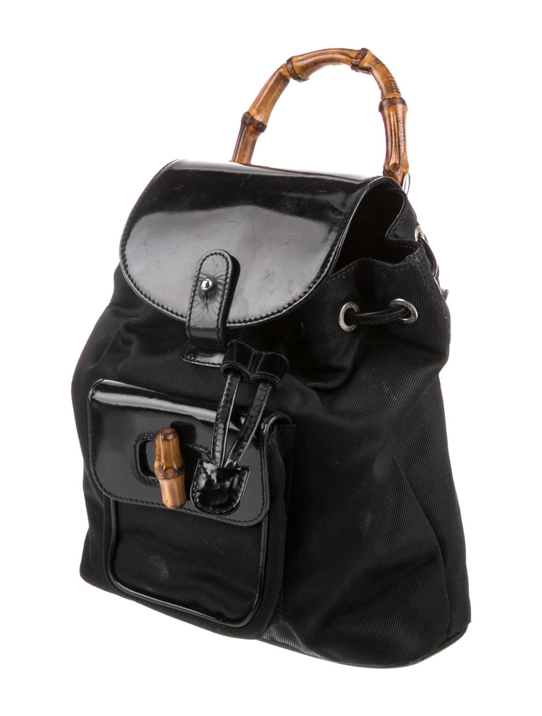 Gucci Mini Suede Bamboo Backpack - Black Backpacks, Handbags ...