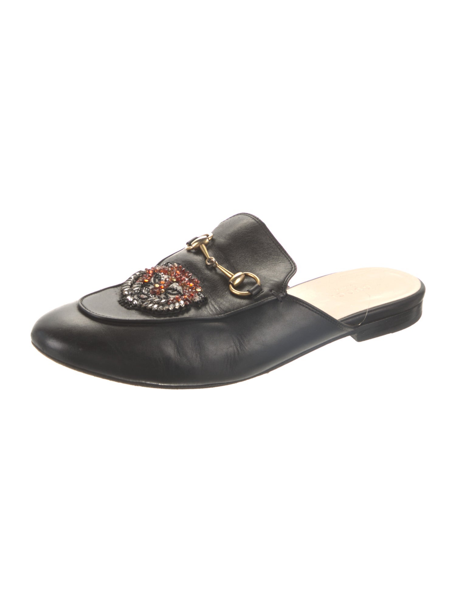 Gucci Horsebit Accent Leather Mules - Black Flats, Shoes - GUC1412689 ...