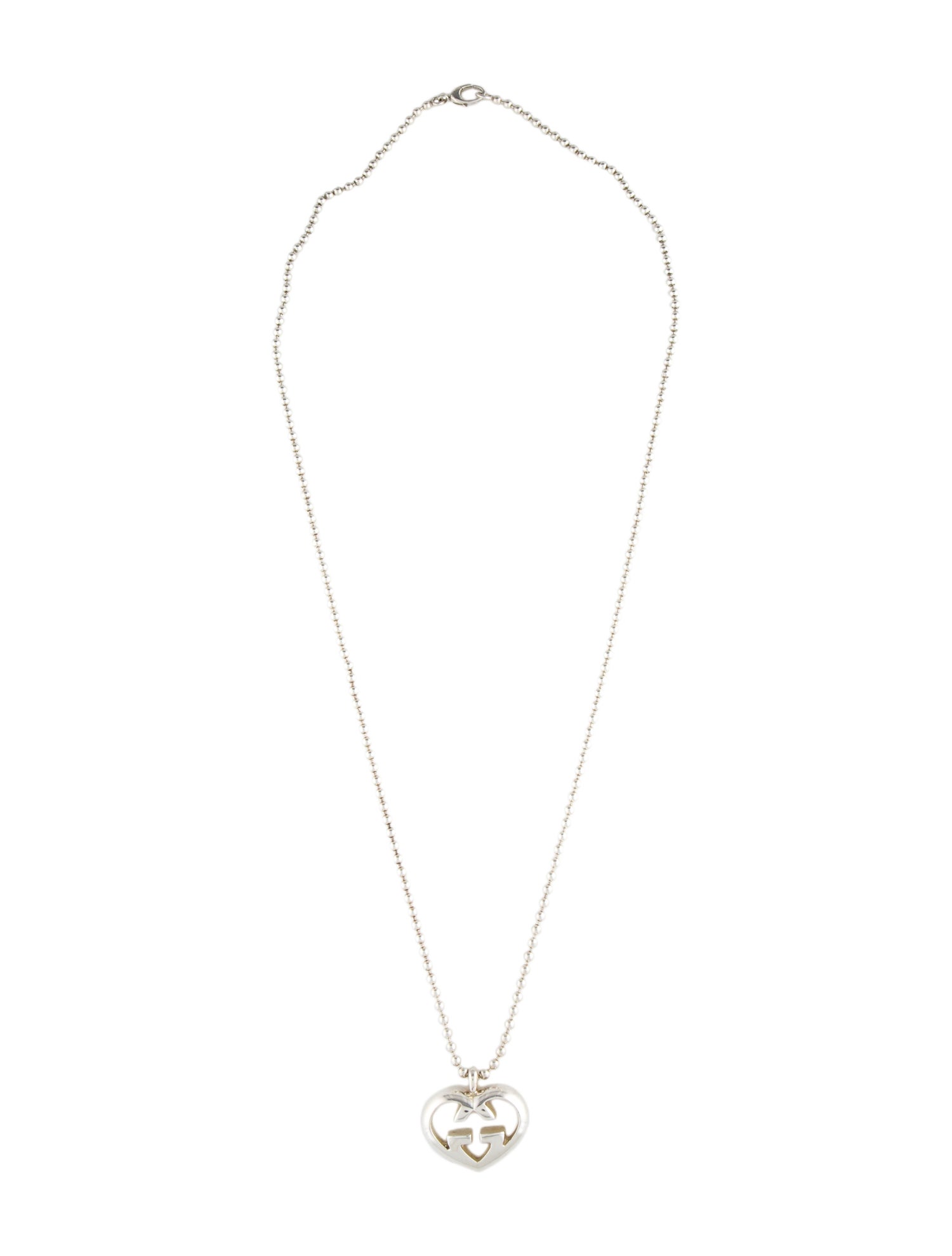 Gucci 'Love Britt' GG Heart Pendant Necklace - Sterling Silver Pendant ...