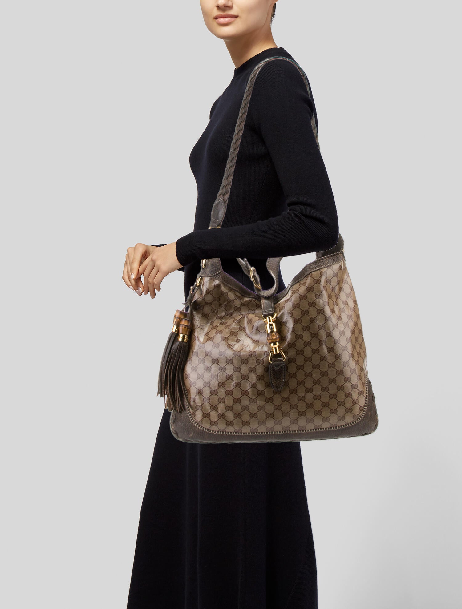 Gucci GG Crystal Large New Jackie Hobo - Brown Hobos, Handbags ...