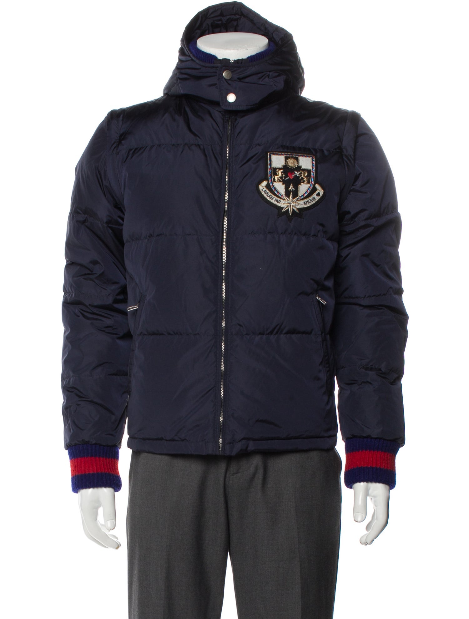 Gucci 2017 Sylvie Web Accent Puffer Coat - Blue Outerwear, Clothing ...