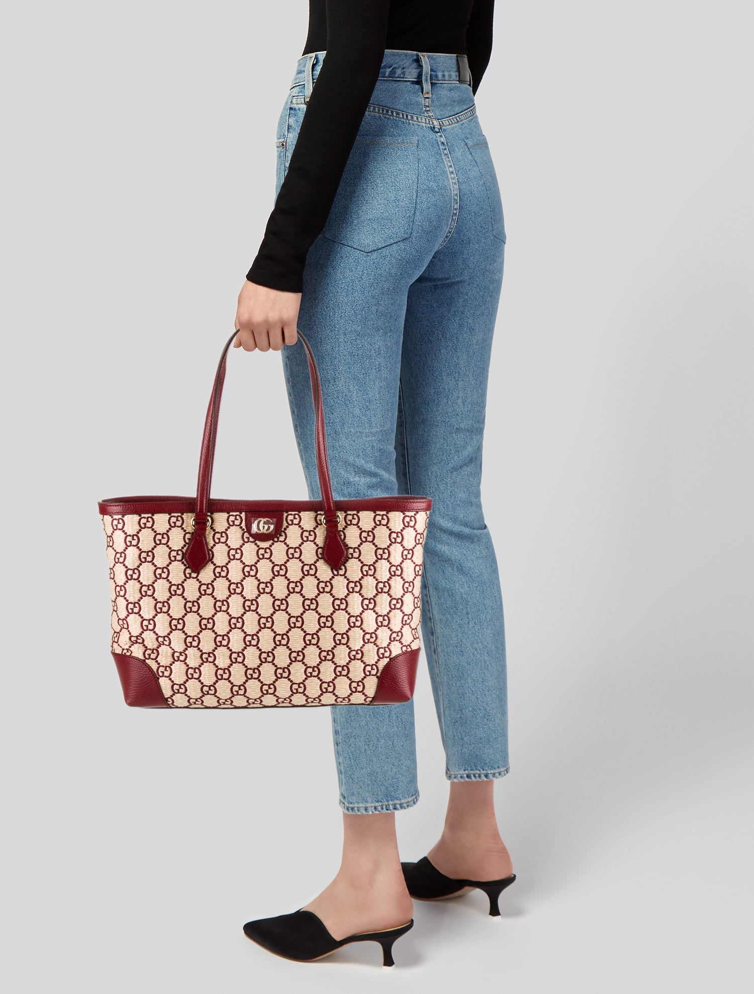 Gucci GG Raffia Medium Ophidia Tote - Brown Totes, Handbags ...