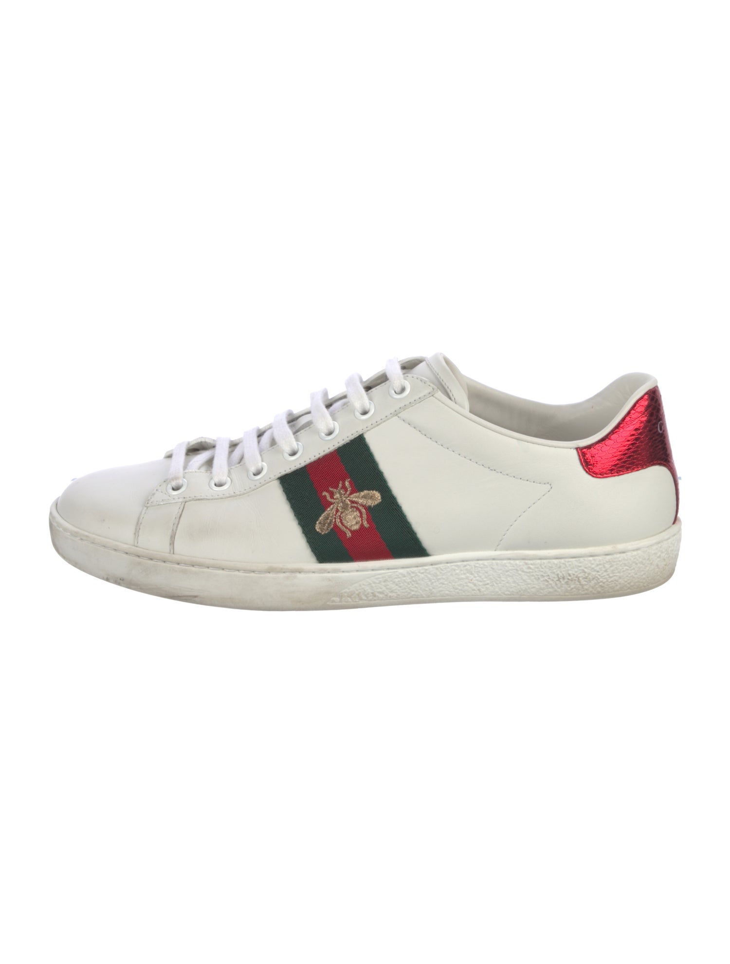 Gucci Web Accent Leather Sneakers - White Sneakers, Shoes - GUC1423378 ...