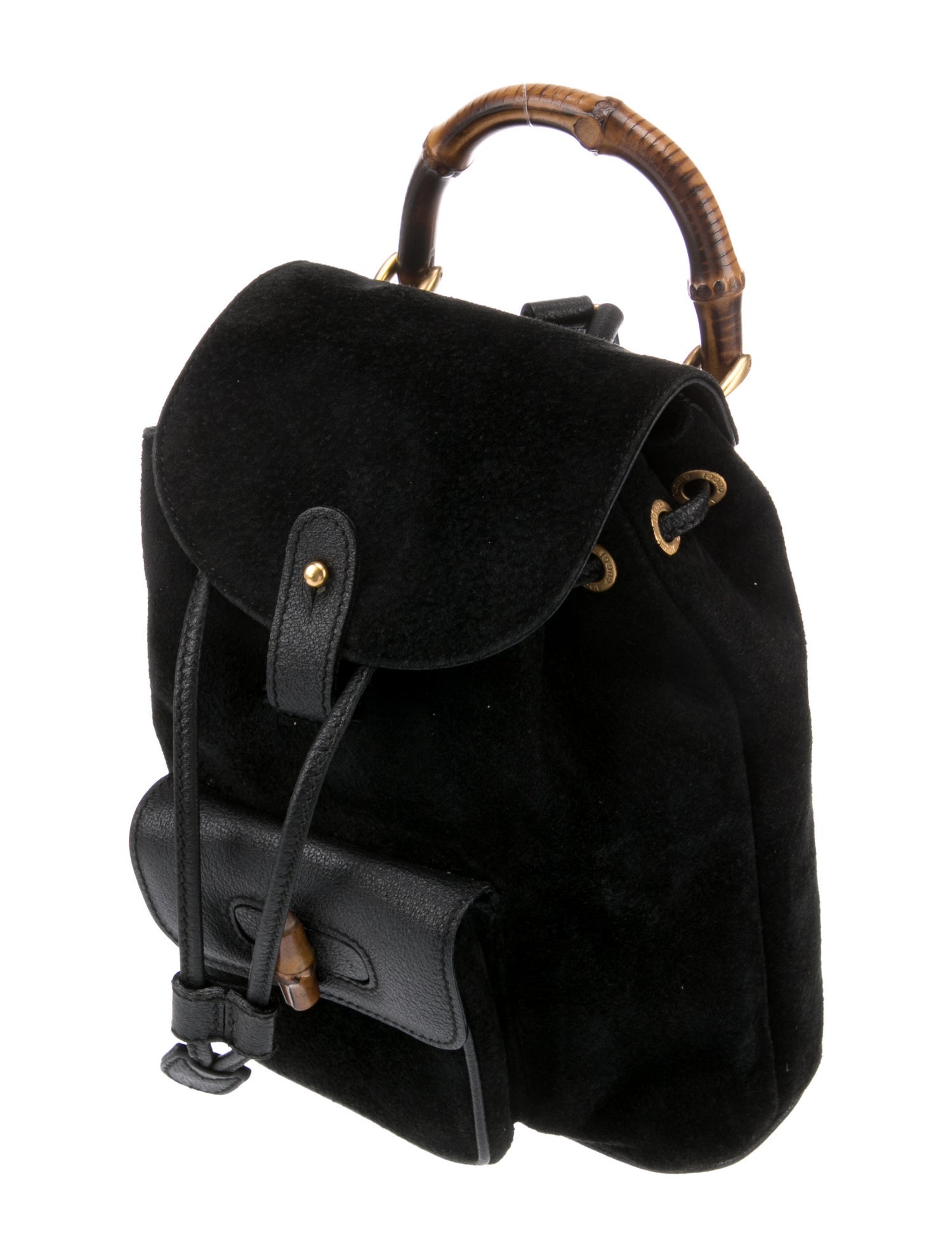 Gucci Mini Suede Bamboo Bar Backpack - Black Backpacks, Handbags ...