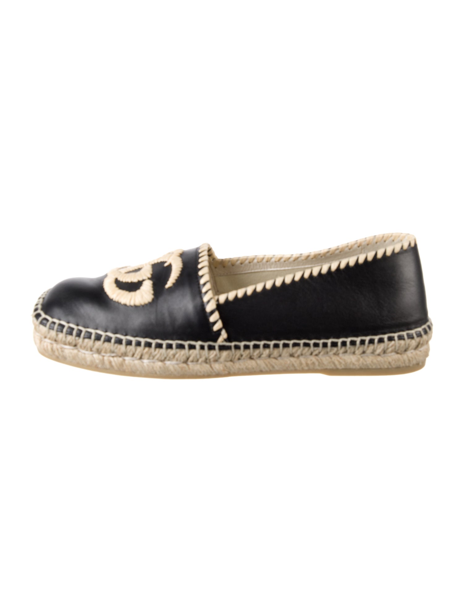 Gucci Double G Logo Leather Espadrilles - Black Flats, Shoes ...