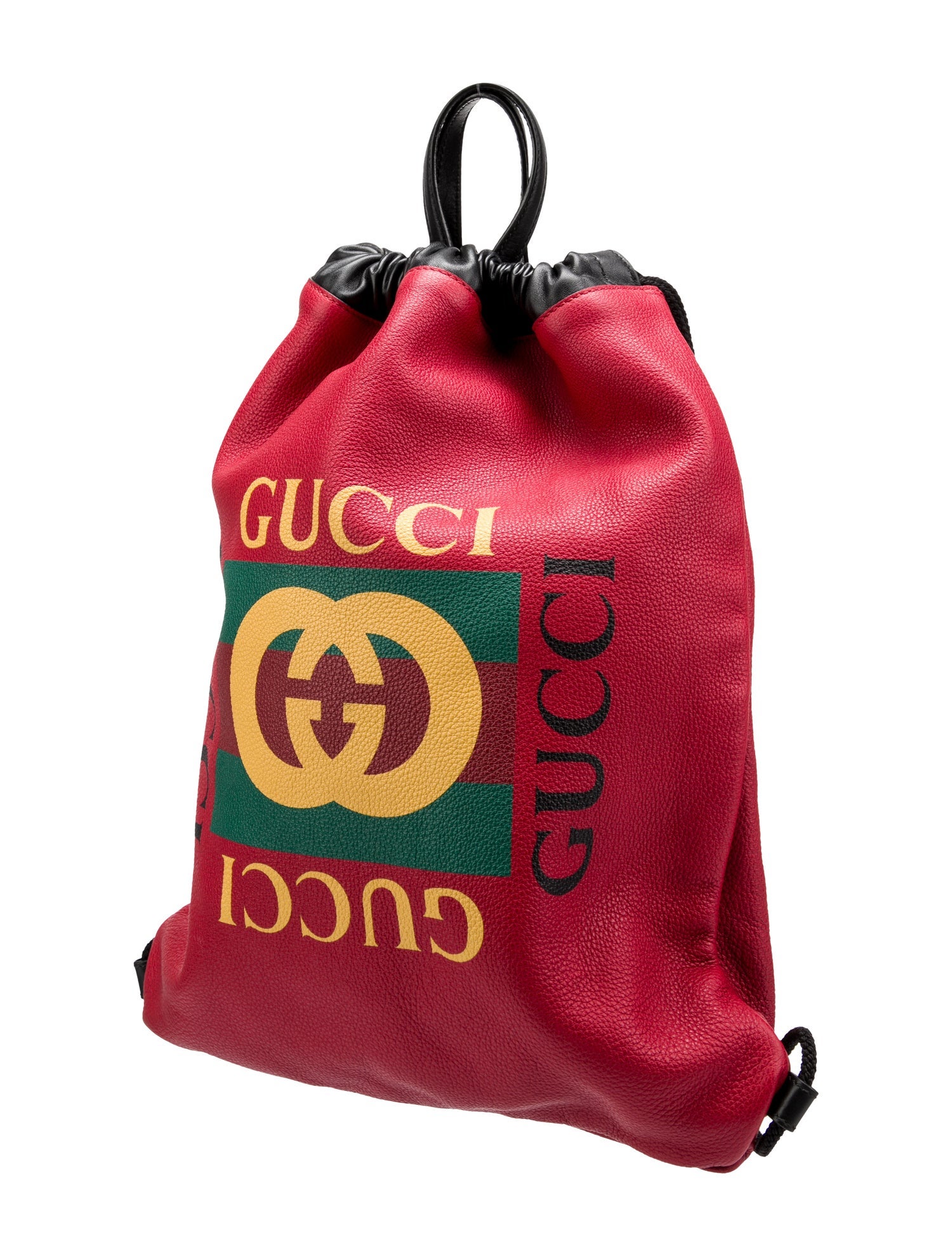 Gucci Logo Drawstring Backpack w/ Pouch - Neutrals Backpacks, Handbags ...