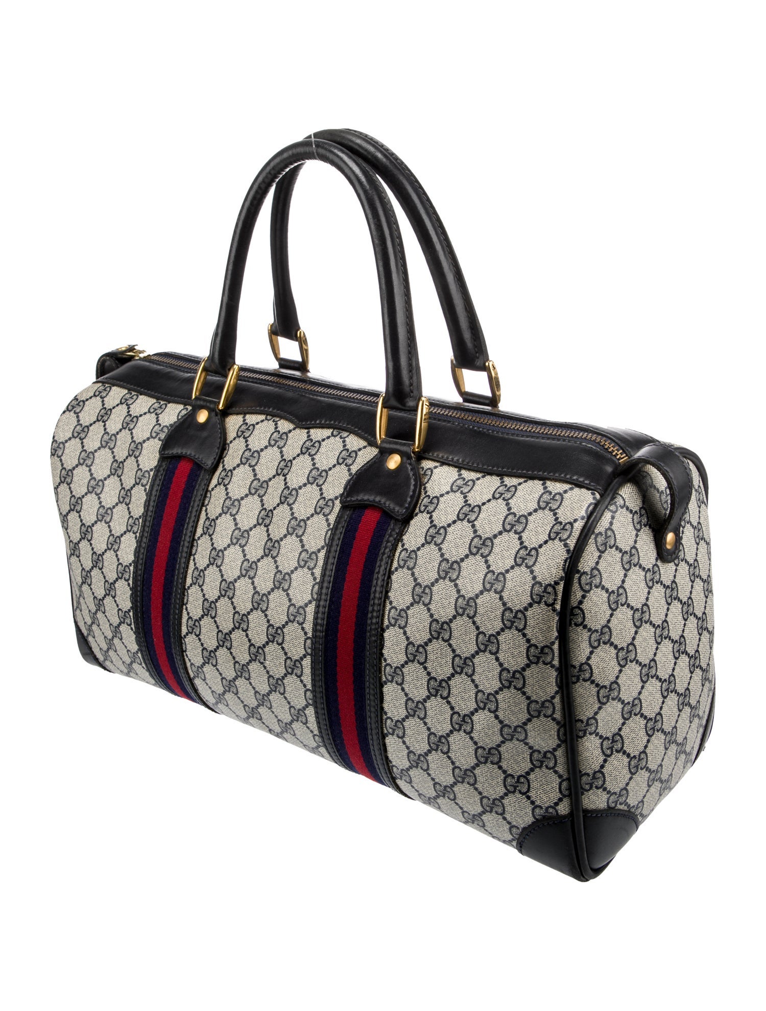 Gucci Vintage GG Plus Web Boston Bag - Neutrals Luggage and Travel ...