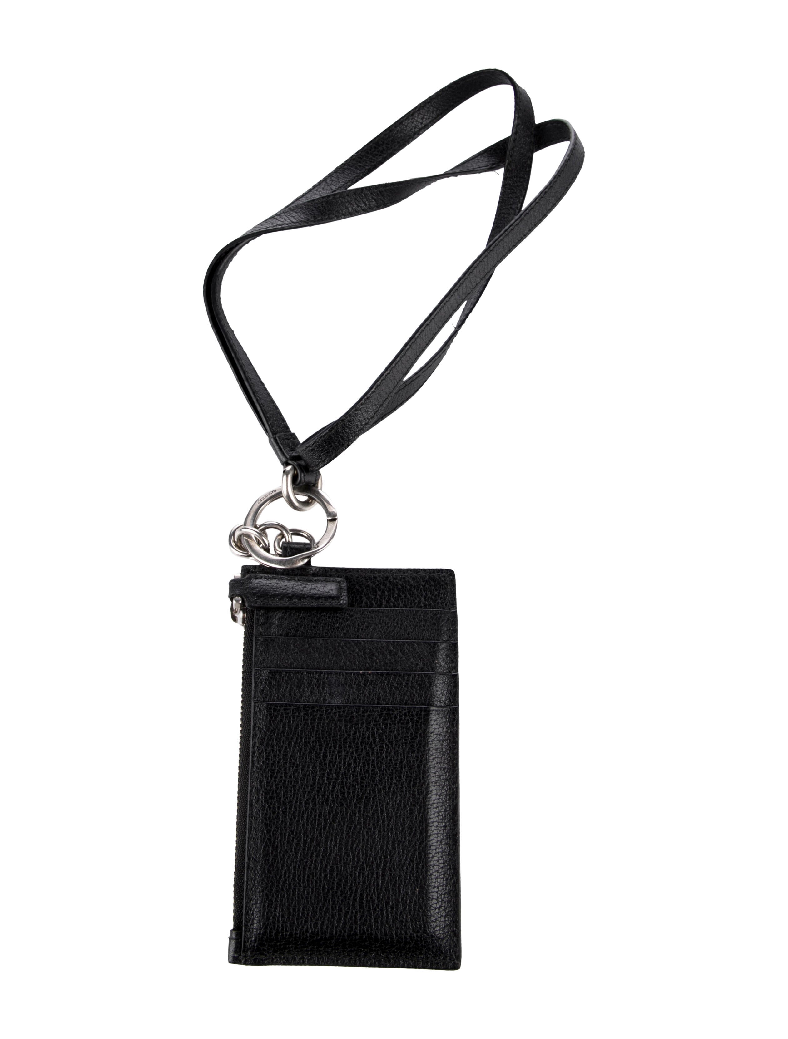 Gucci Logo Lanyard Signature Logo Card Holder - Black Wallets ...