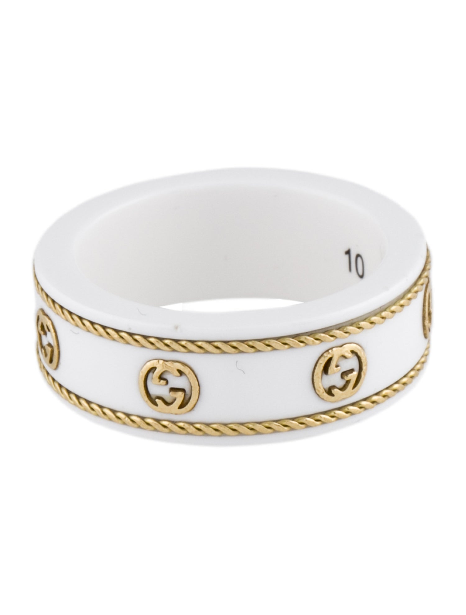 Gucci 18K Ceramic Interlocking G Icon Band Ring - 18K Yellow Gold Band ...