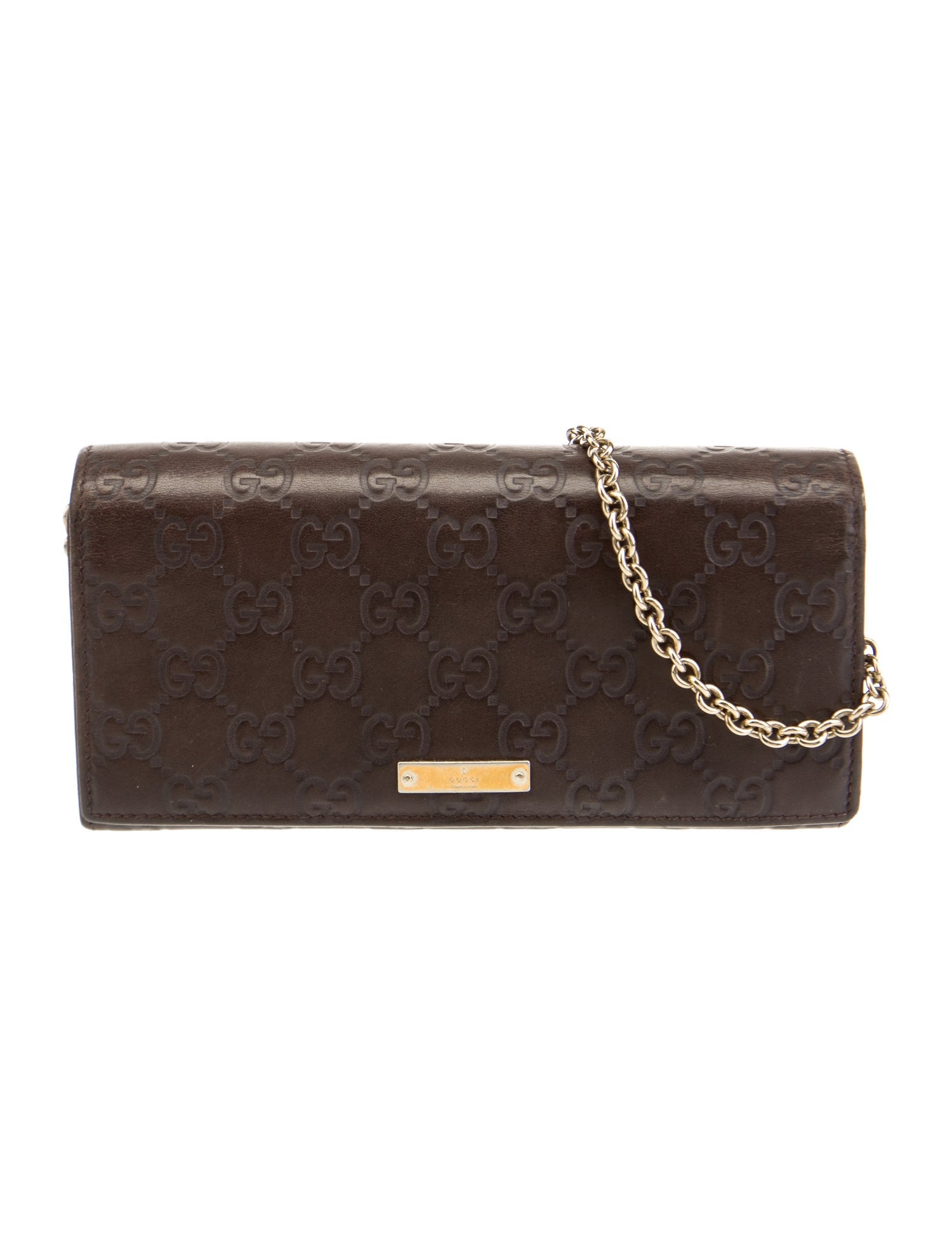 Gucci GG Signature Wallet on Chain - Brown Handle Bags, Handbags ...