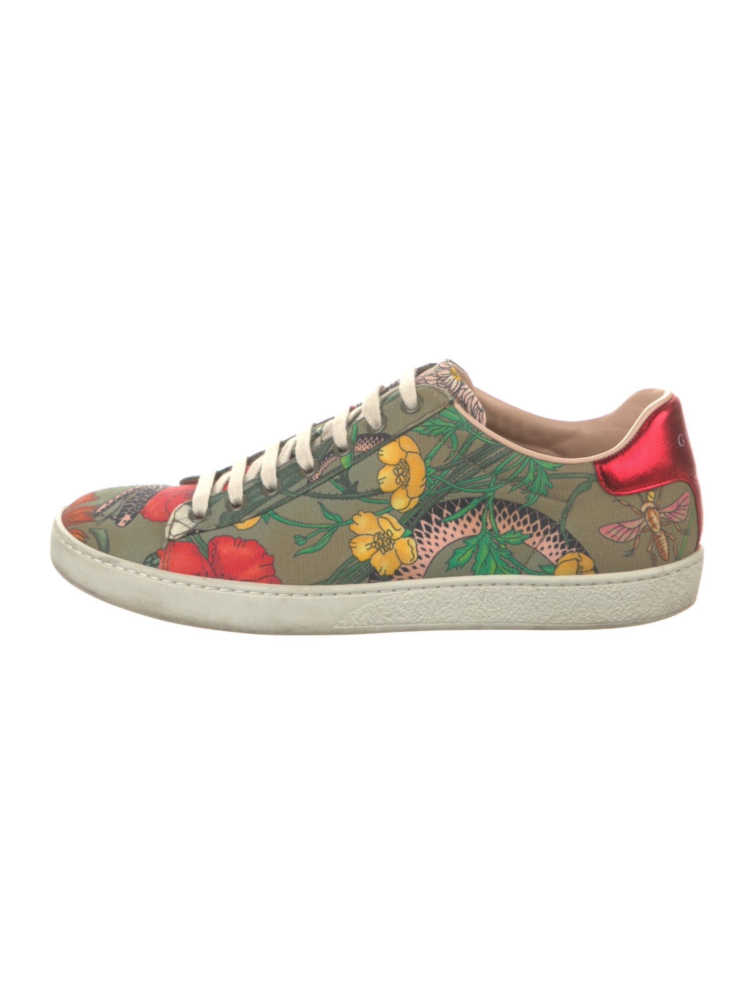 Gucci Canvas Floral Print Sneakers - Green Sneakers, Shoes - GUC1464492 ...